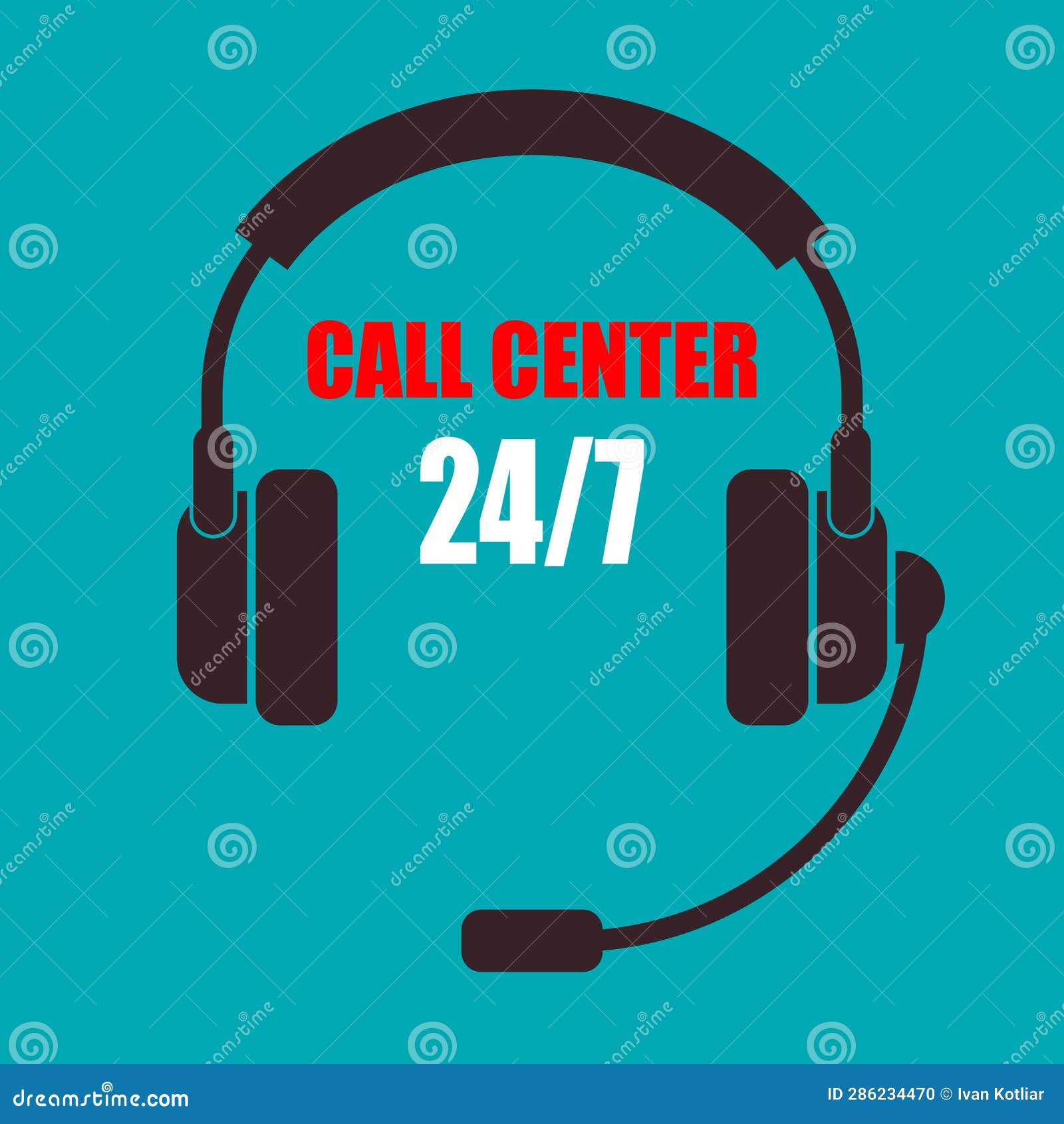 Call Center Icon. Call Center 24. Headphones with Microphone Stock ...