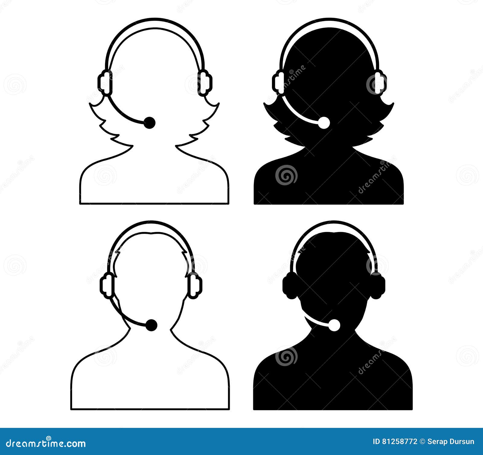 Call Center Icon Set stock illustration. Illustration of consultant ...
