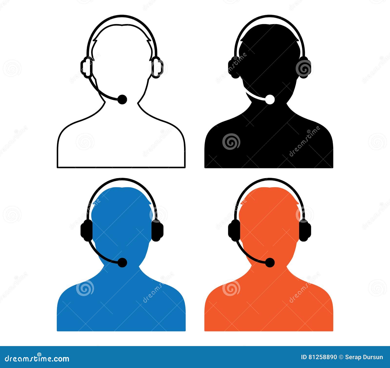 Call Center Icon Set stock illustration. Illustration of assistance ...