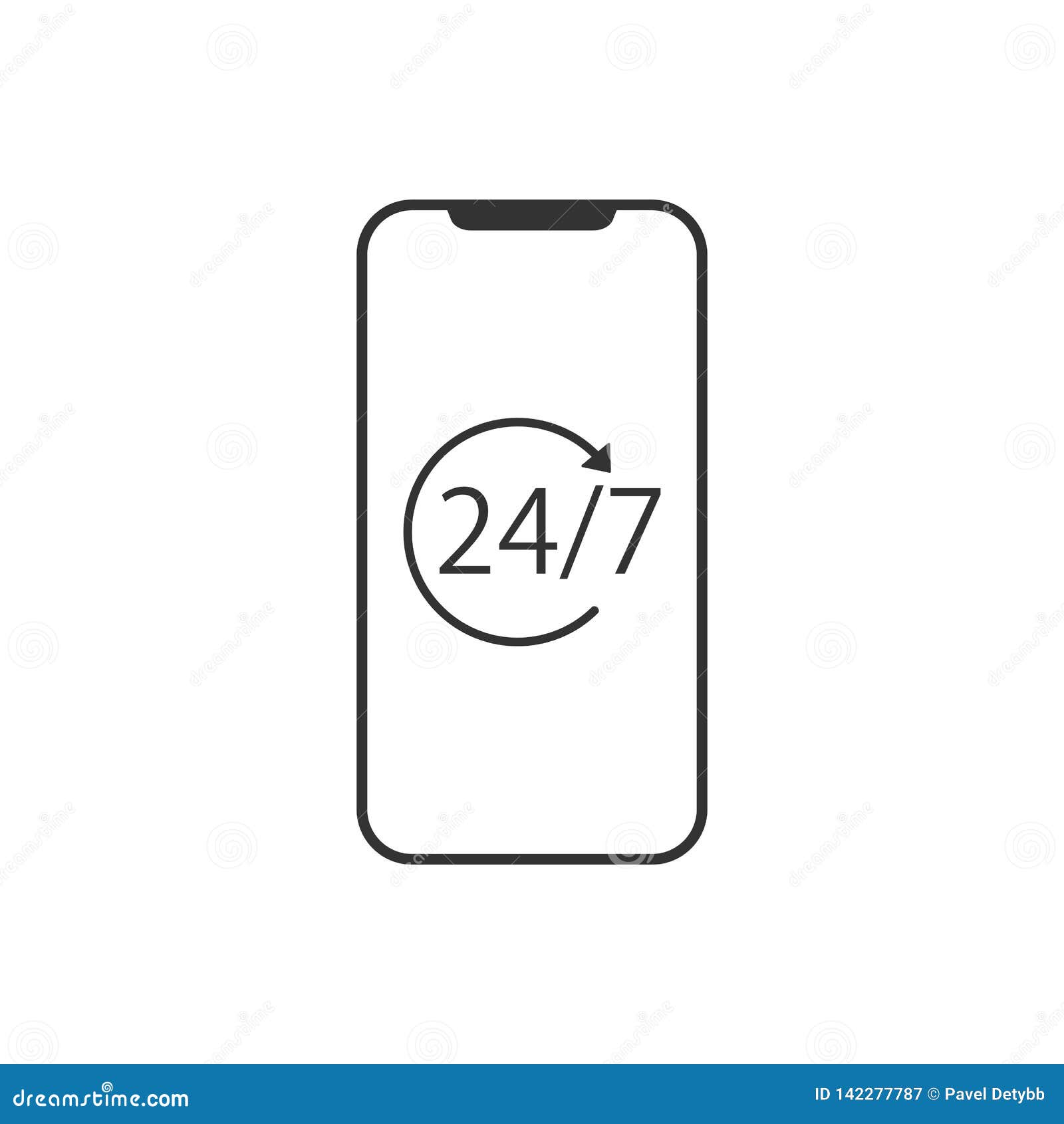 Call Center, 24-7 Icon. Vector Illustration, Flat Design Stock ...