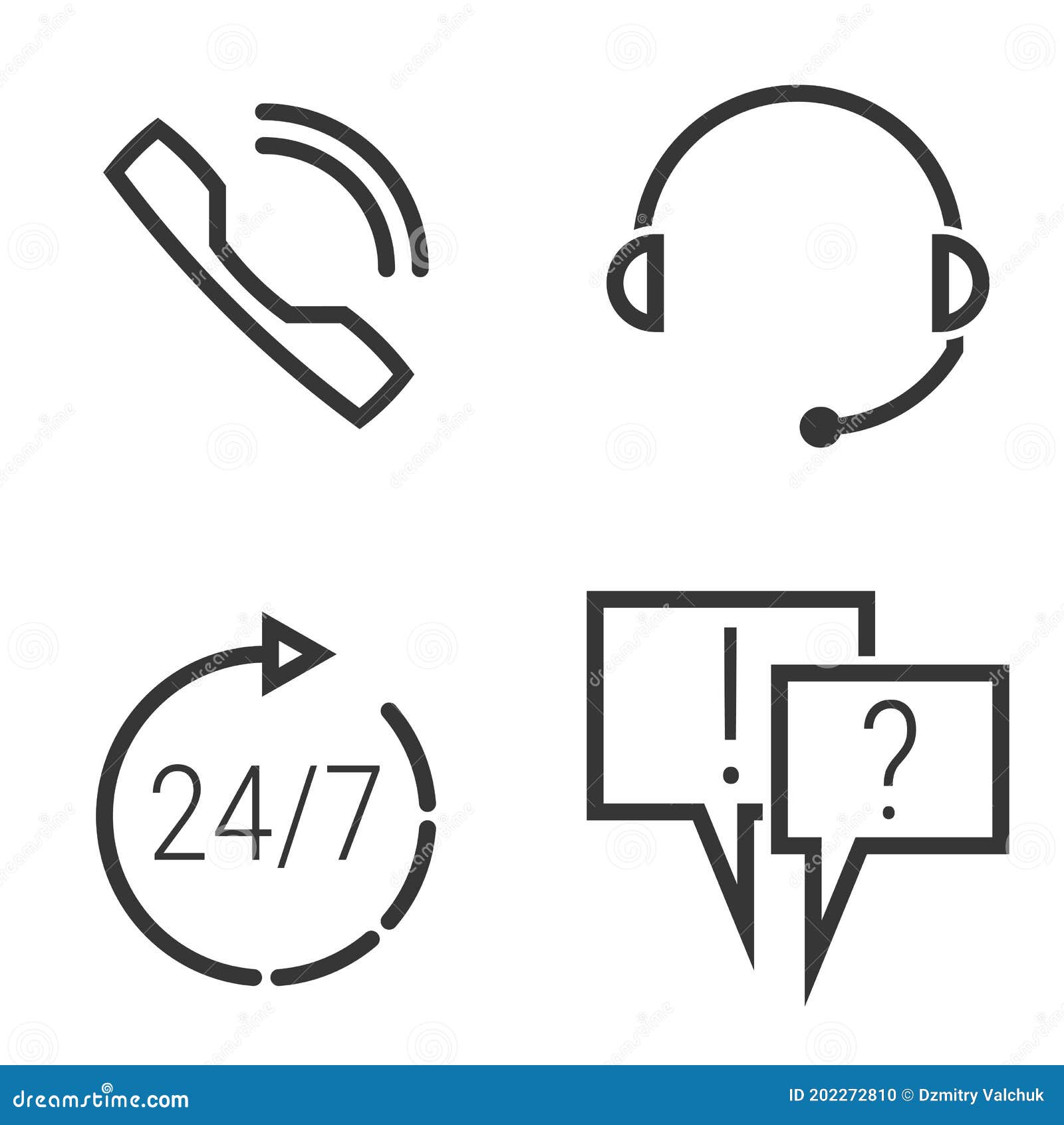 Simple Vector Icons. Flat Illustration on a Theme Call Center Stock ...