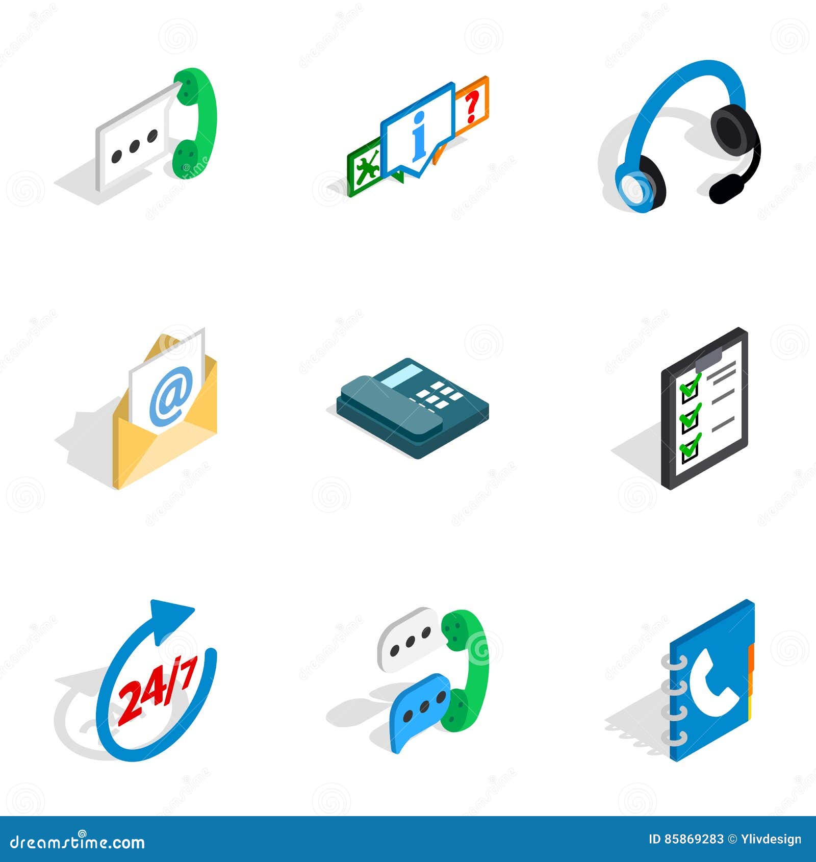 Call Center Icons, Isometric 3d Style Stock Vector - Illustration of ...