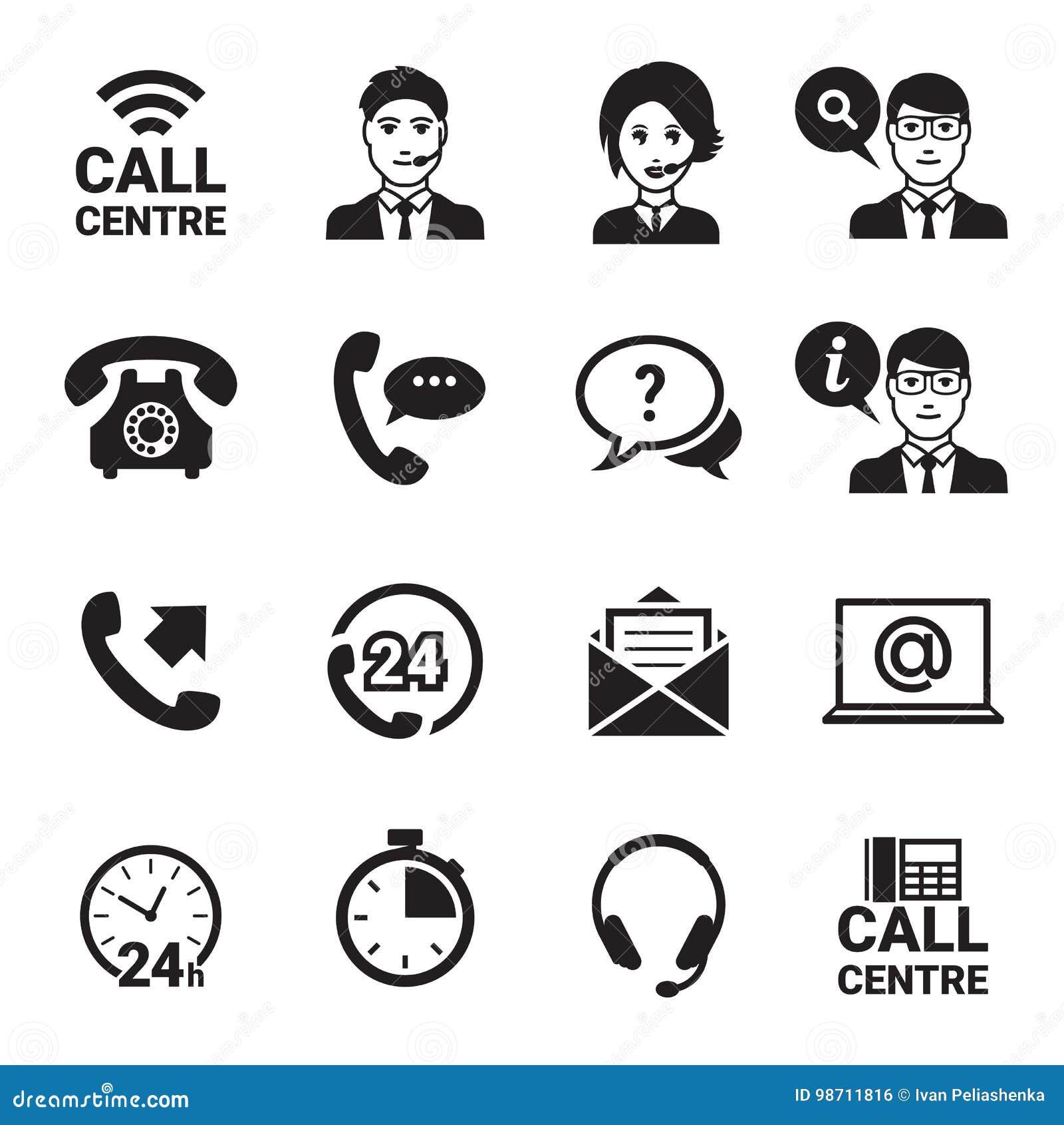 Call center icons set stock illustration. Illustration of answer - 98711816