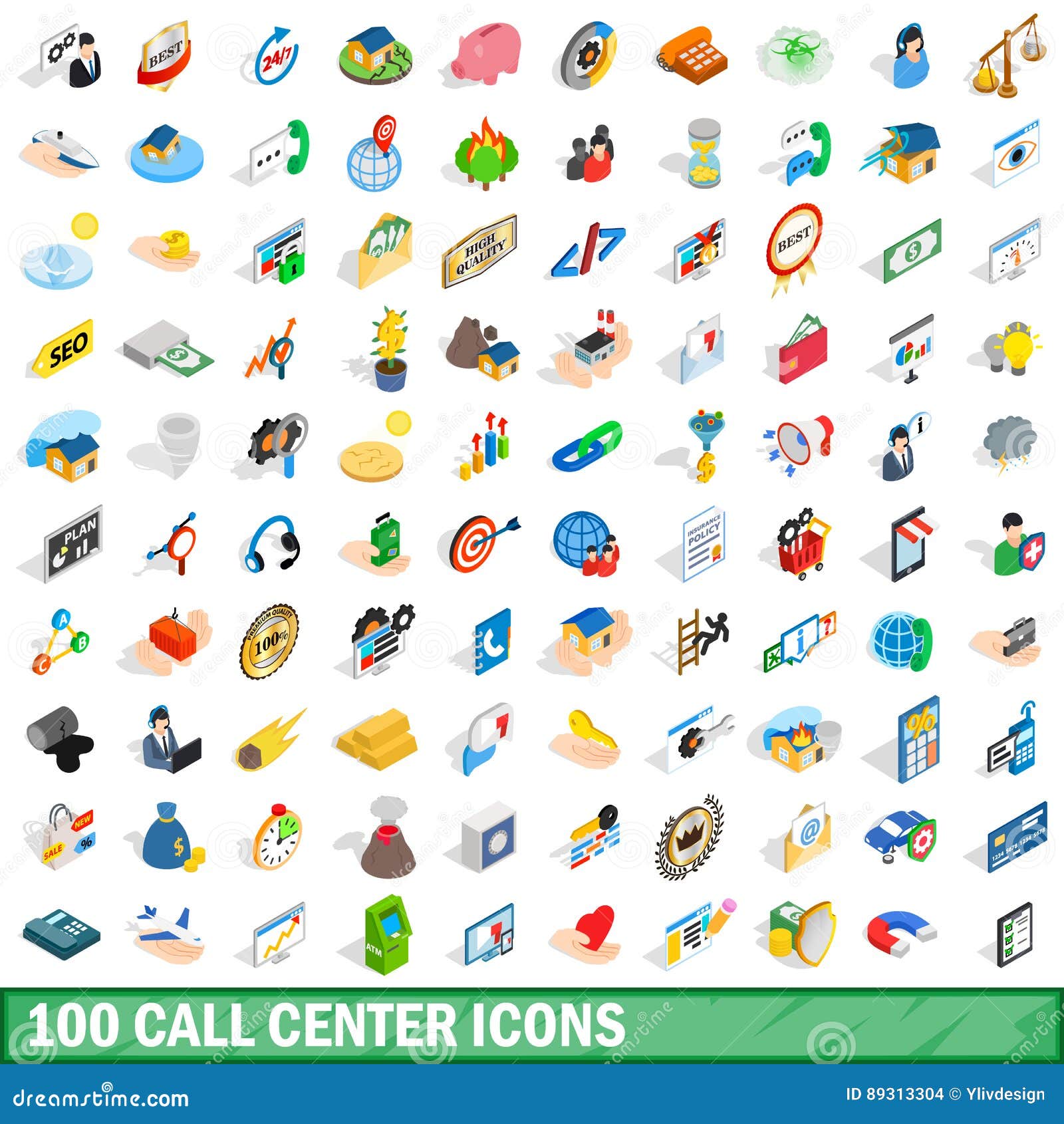 100 Call Center Icons Set, Isometric 3d Style Stock Vector ...