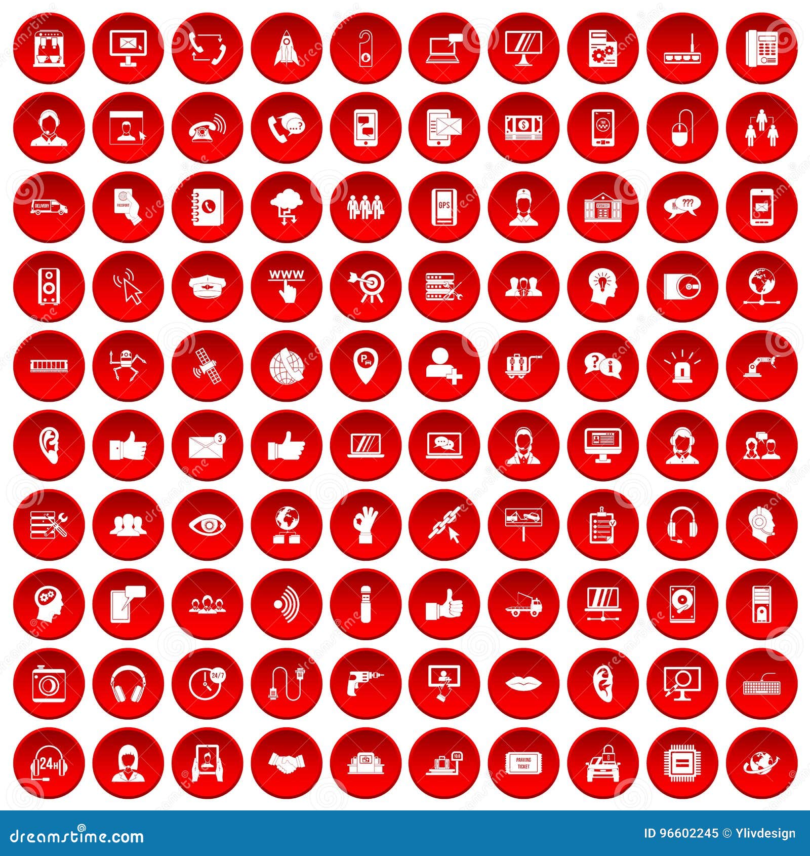 100 Call Center Icons Set Red Stock Vector - Illustration of client ...