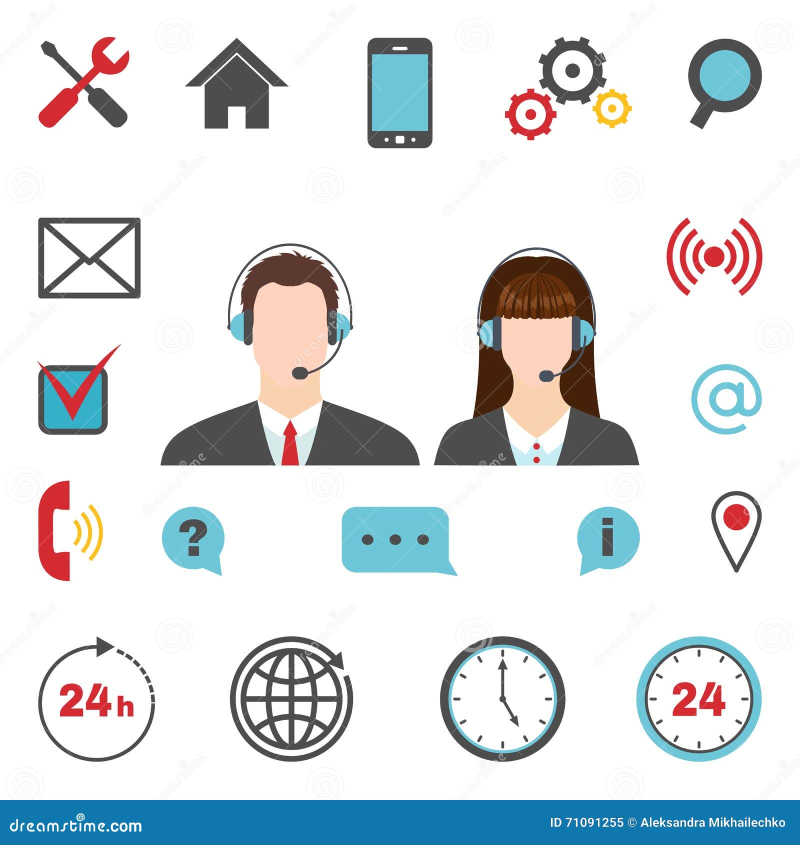 Call center icons set stock vector. Illustration of information - 71091255
