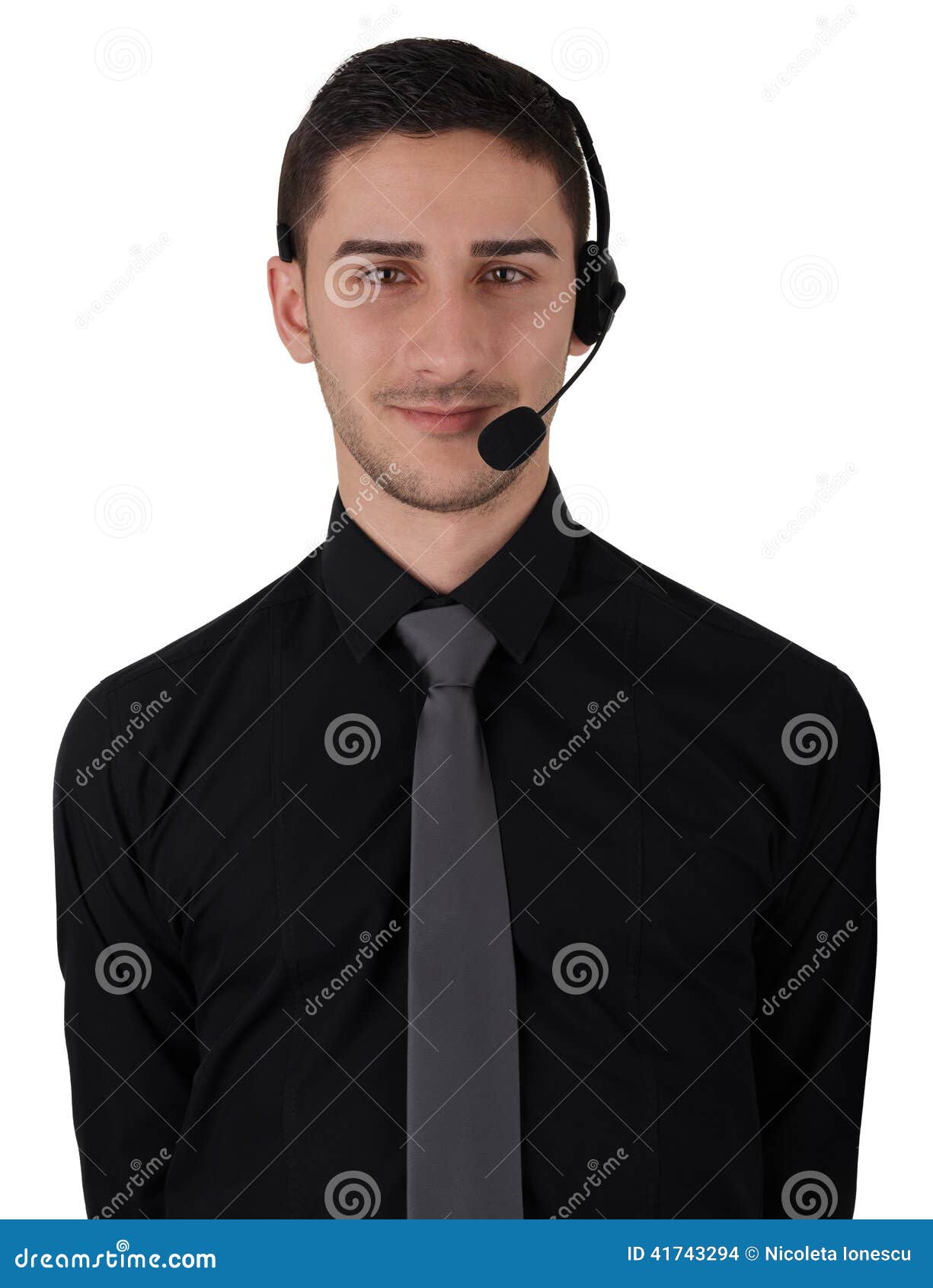 Call Center Man with Headset Isolated on White Stock Photo - Image of ...