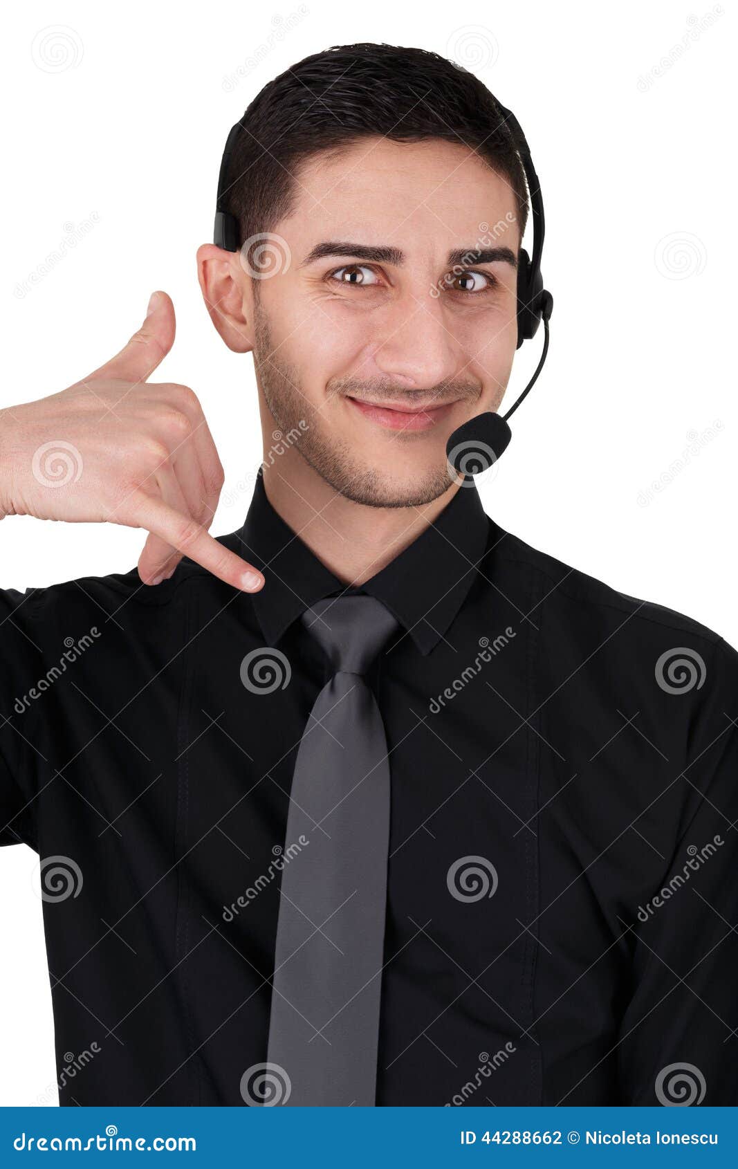 Call Center Man with Headset Isolated on White Stock Photo - Image of ...