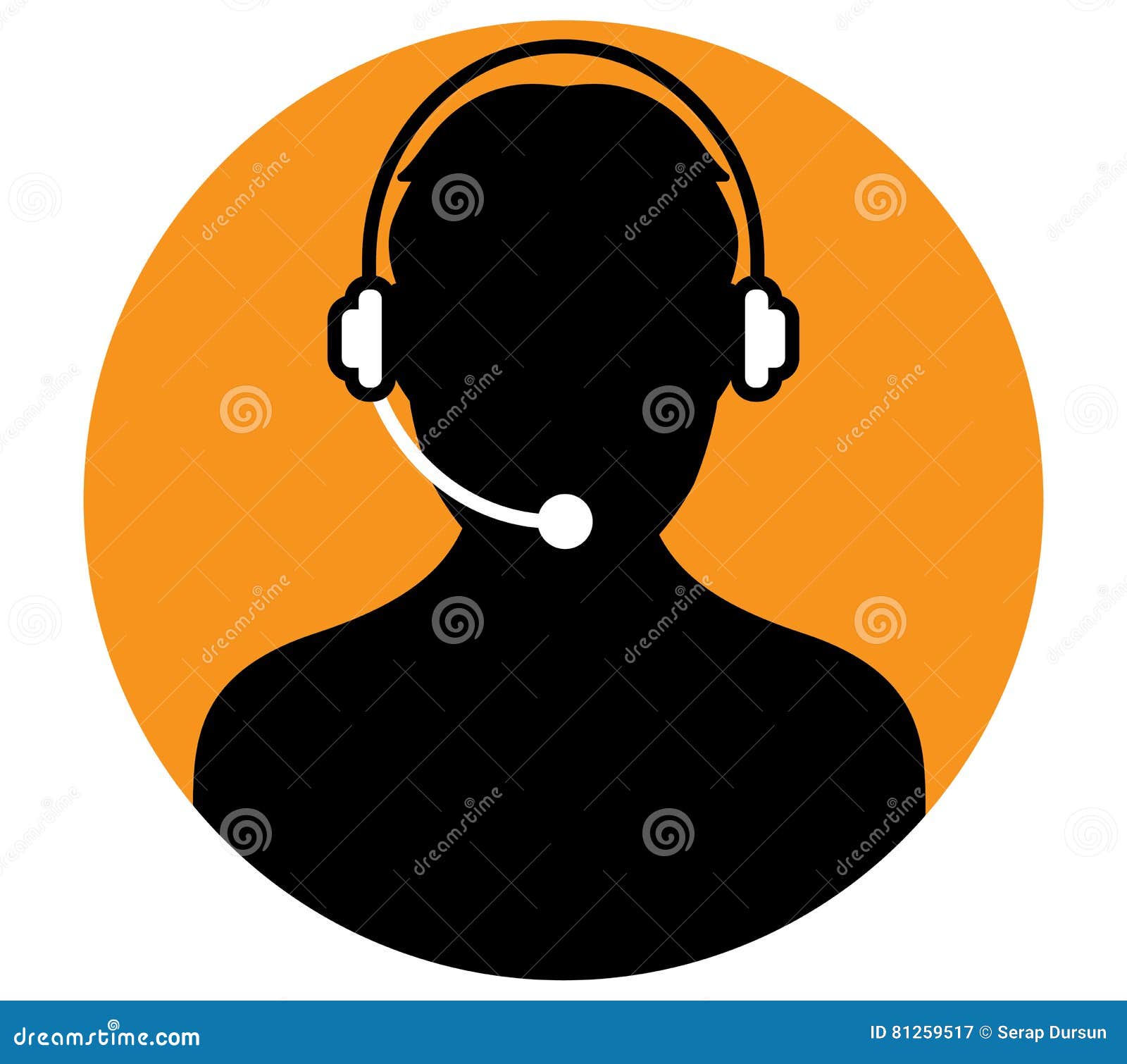 Call Center Man Icon stock vector. Illustration of audio - 81259517