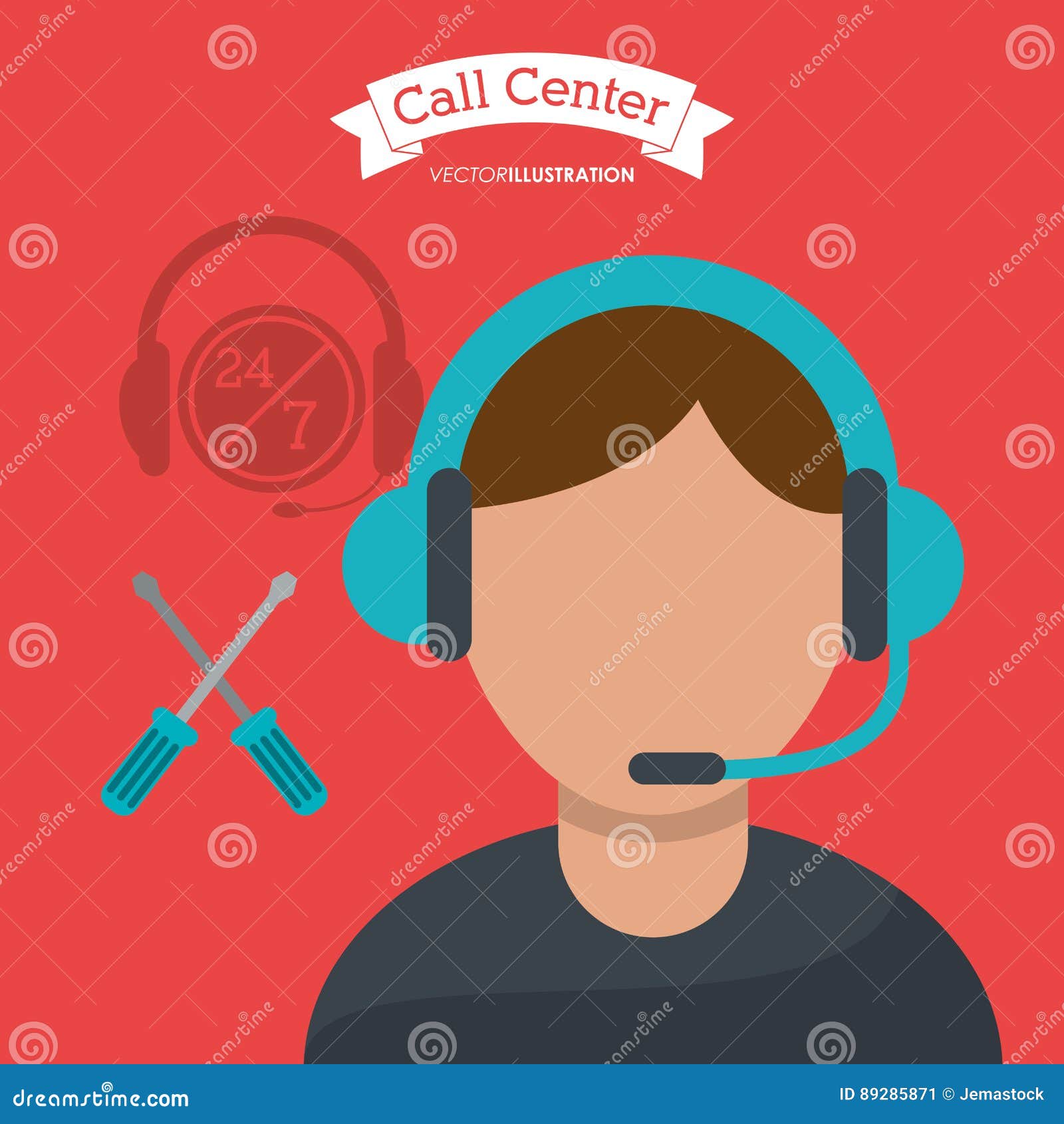 Call Center Man Operator Technical Help Stock Illustration ...