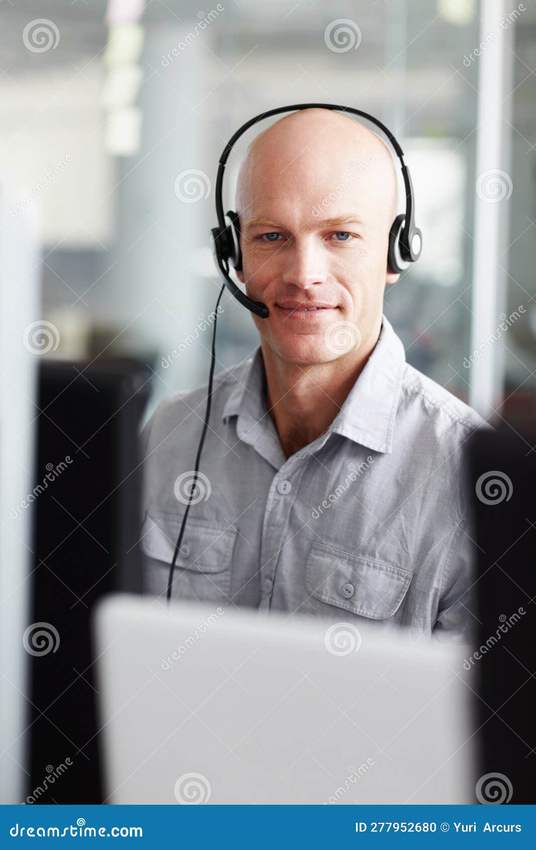 Call Center, Man and Portrait in Office Communication, Technical ...