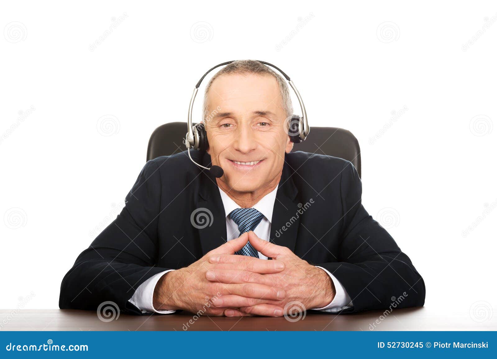 Call Center Man Sitting in the Office Stock Image - Image of center ...
