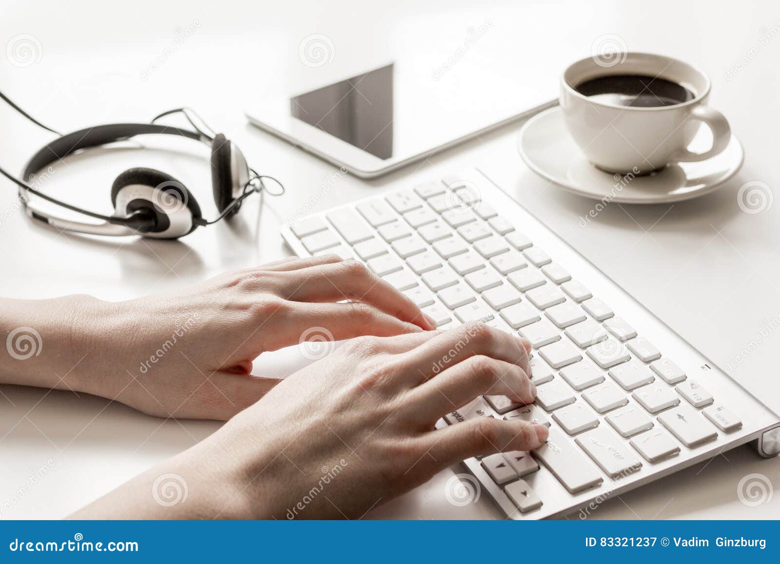 Call Center Manager Desktop Mock Up White Background Stock Image ...