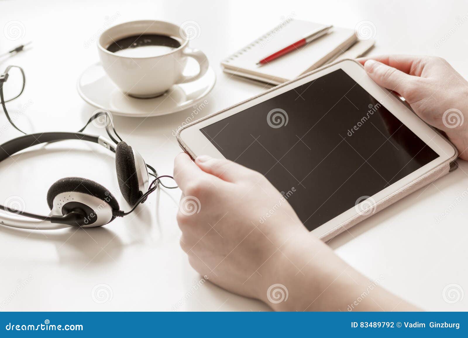 Call Center Manager Desktop Mock Up White Background Stock Photo ...