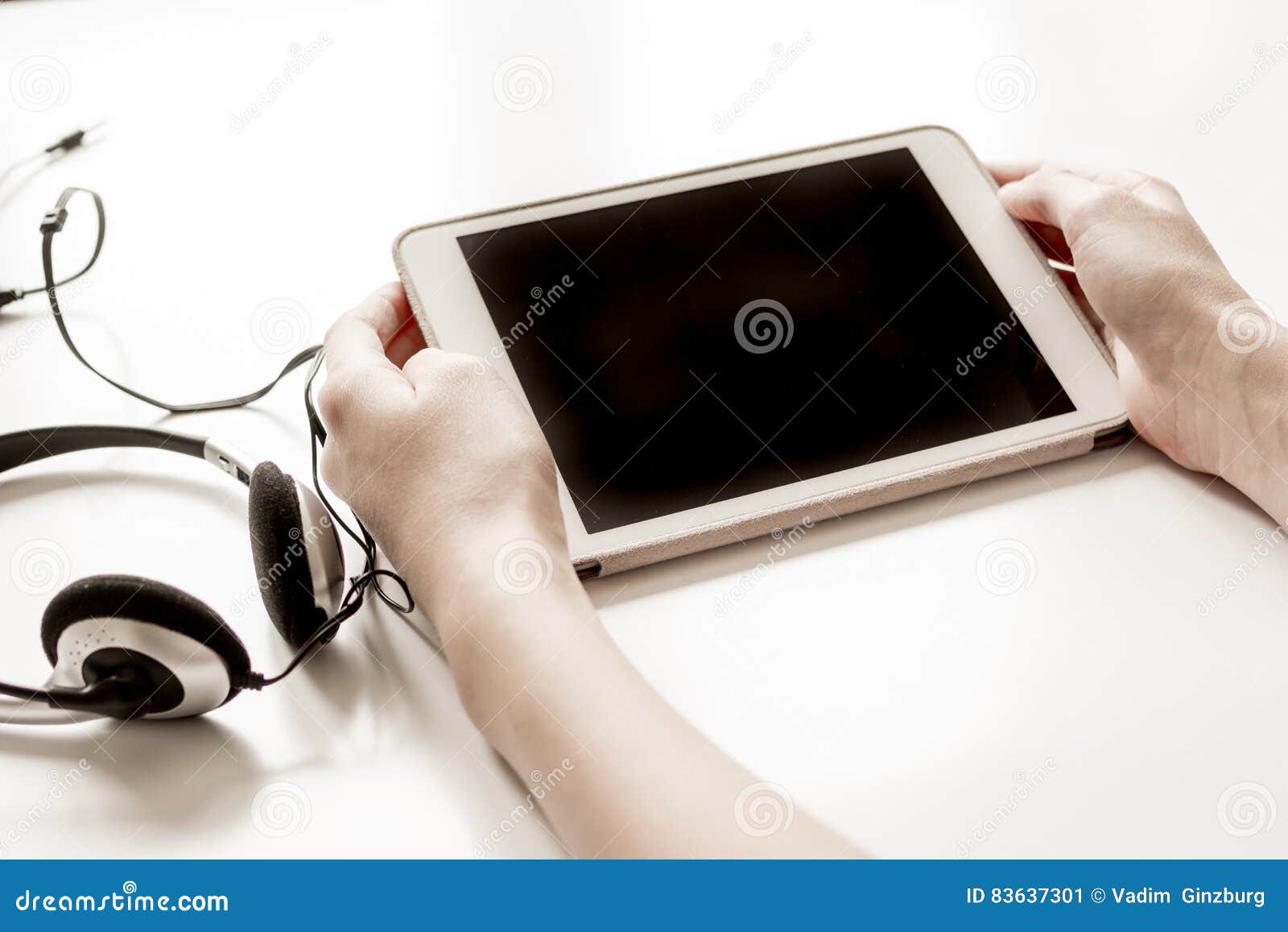 Call Center Manager Desktop Mock Up White Background Stock Image ...