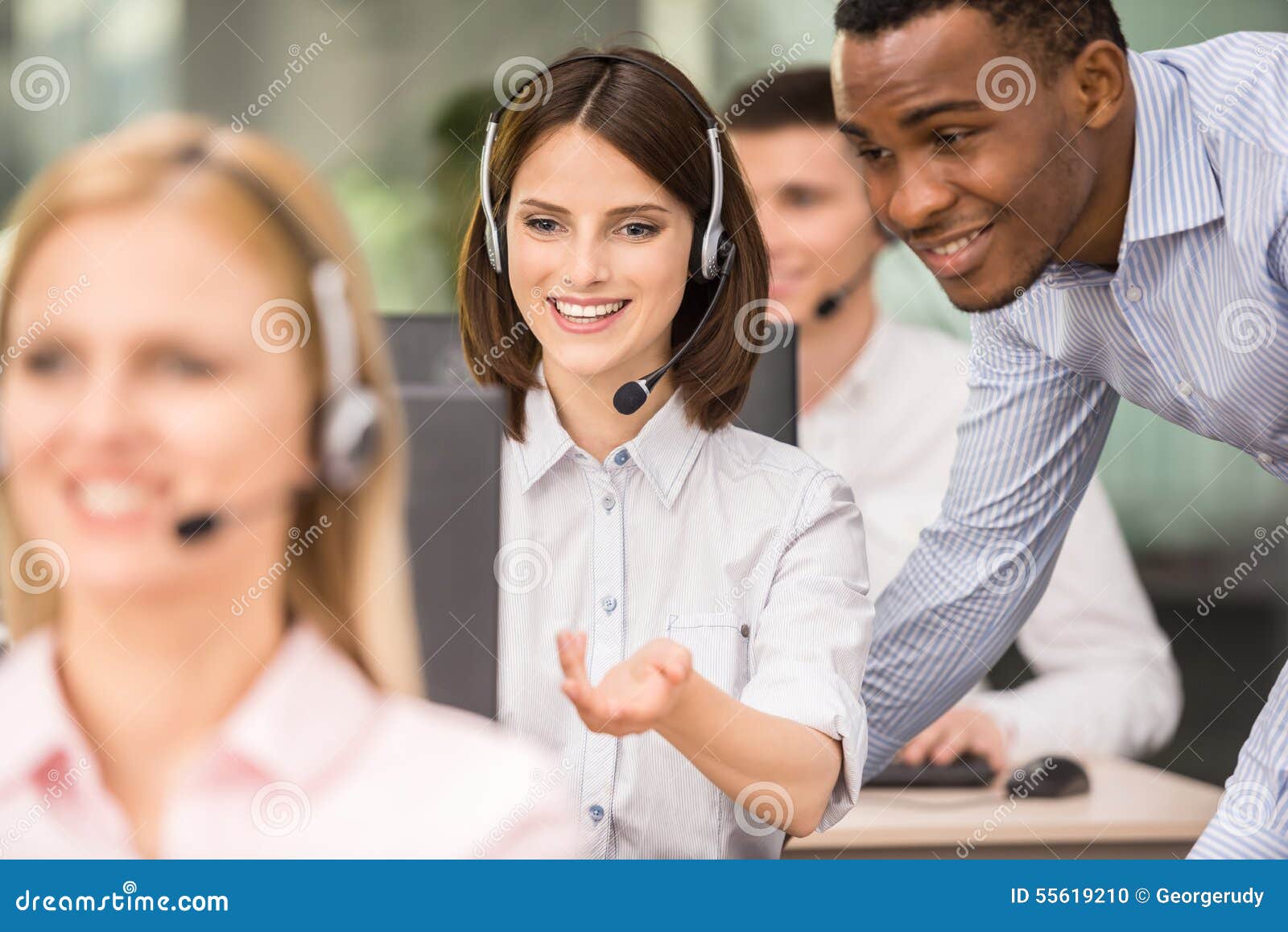 Call center stock photo. Image of happy, male, conversation - 55619210
