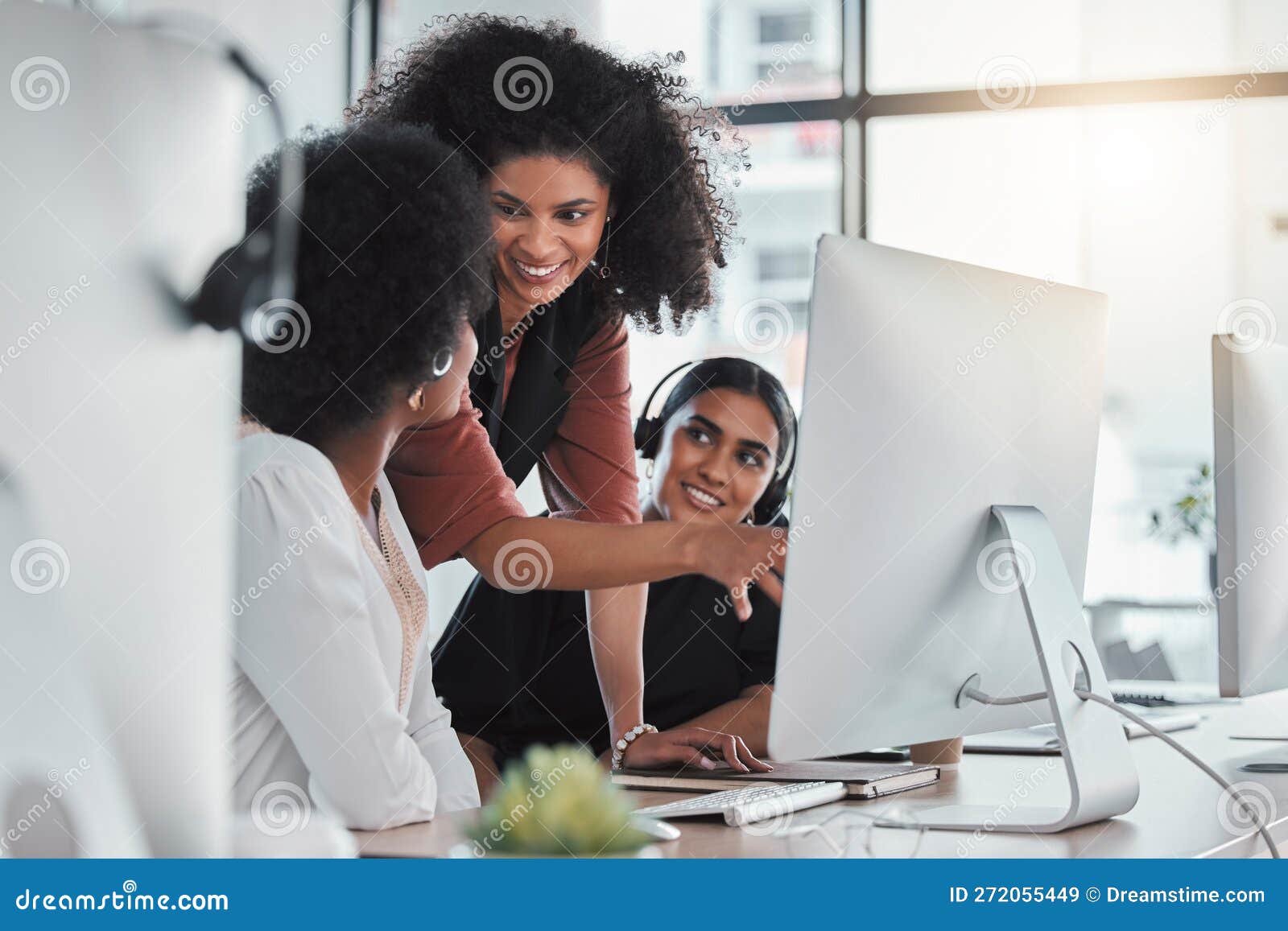 Call Center, Mentor and Teamwork with People in Office for Training ...