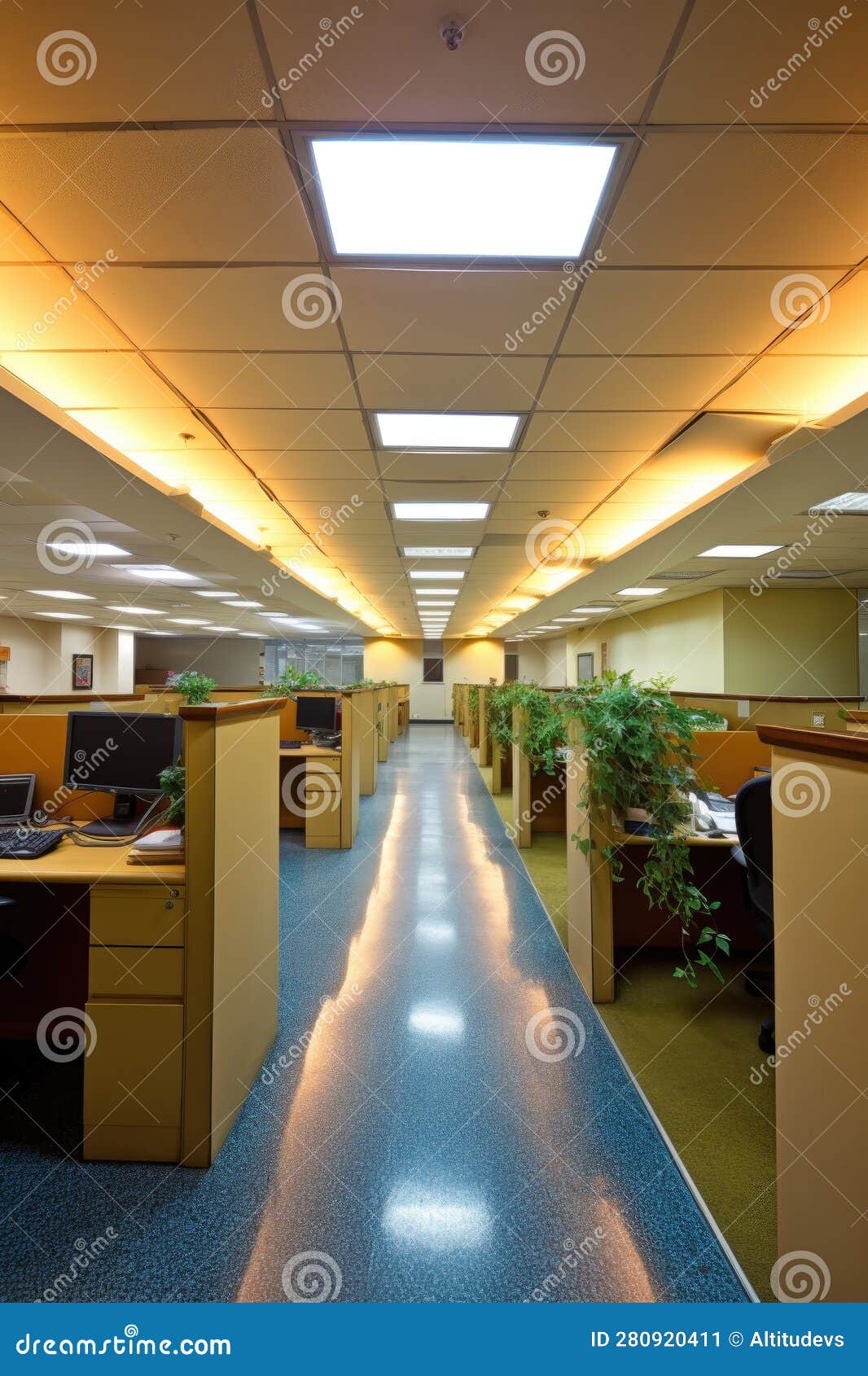 Call Center Office With Cubicles And Bright Lighting Royalty-Free Stock ...