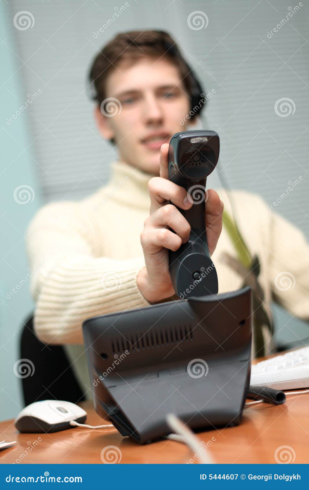 Call Center Operator Answering a Call Stock Image - Image of picking ...
