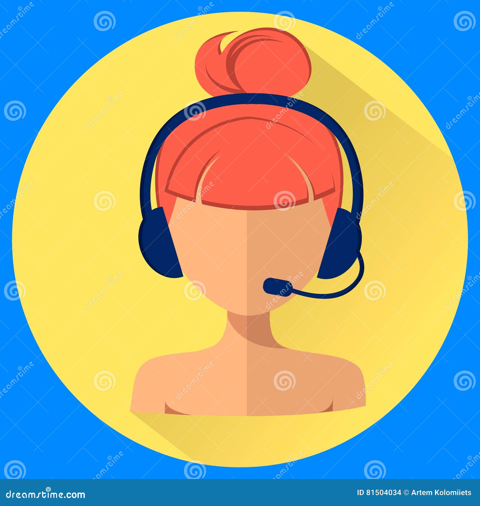 Avatar Headset Service Call Center Talk Pictogram Vector Illustration ...