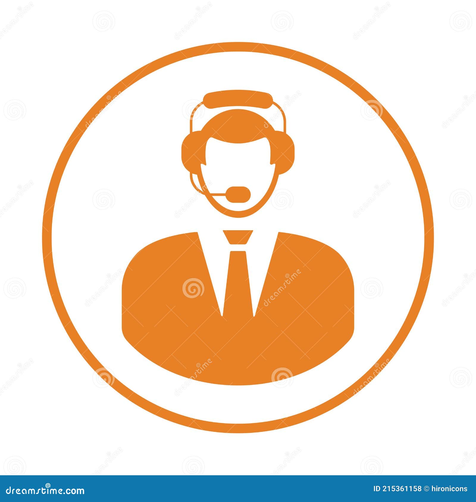 Call Center, Operator, Customer Support Icon. Orange Vector Design ...