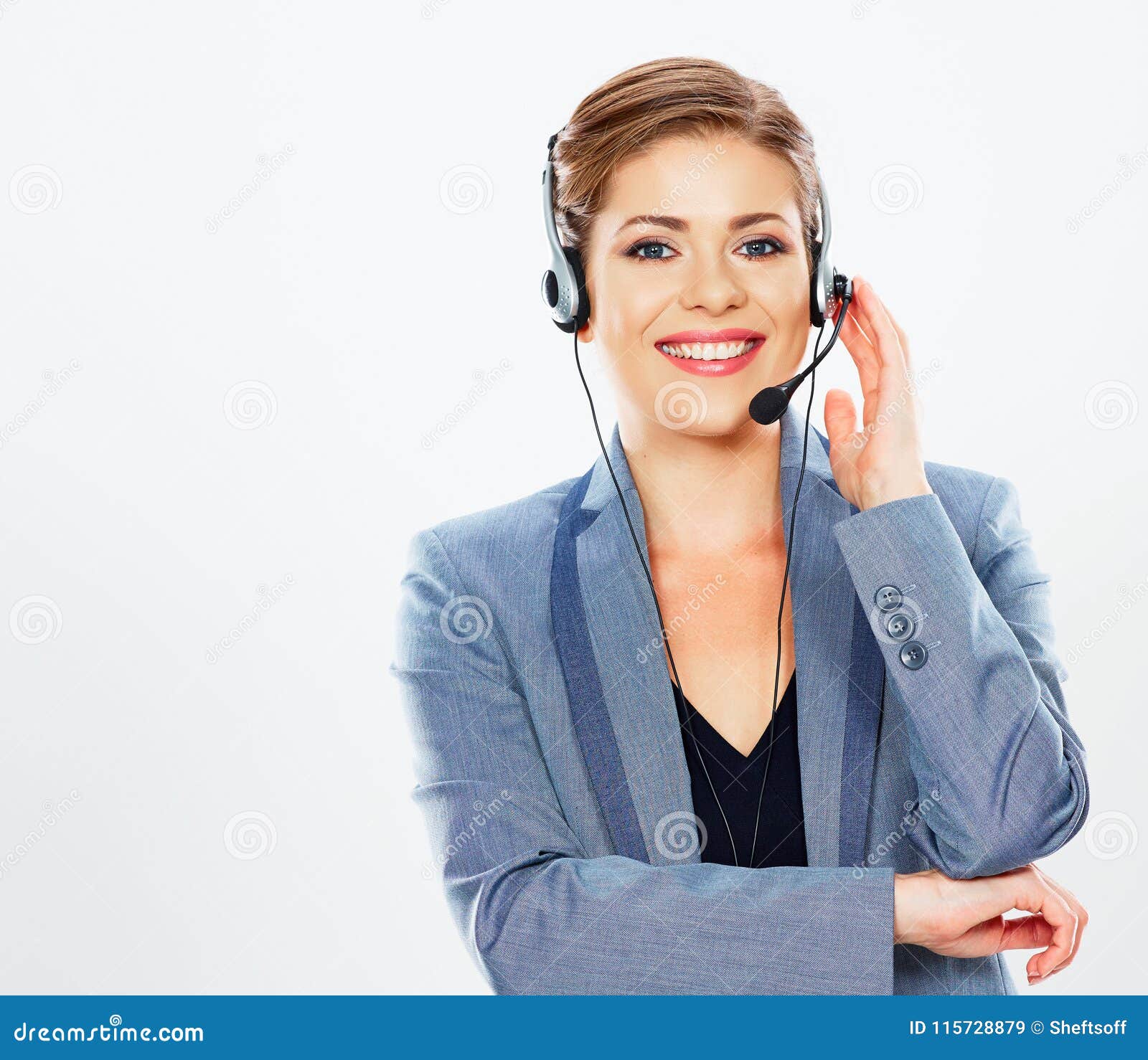 Call center operator. stock image. Image of happy, female - 115728879