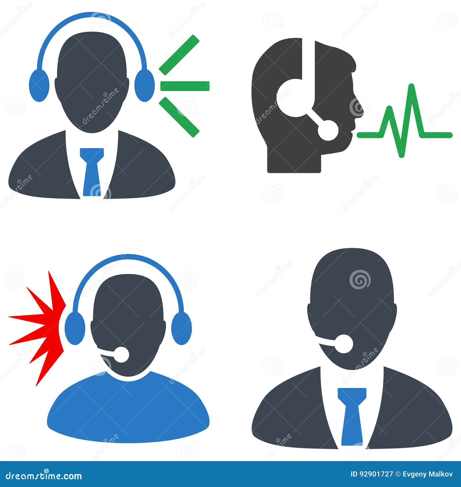 Call Center Operator Flat Icons Stock Vector - Illustration of agent ...