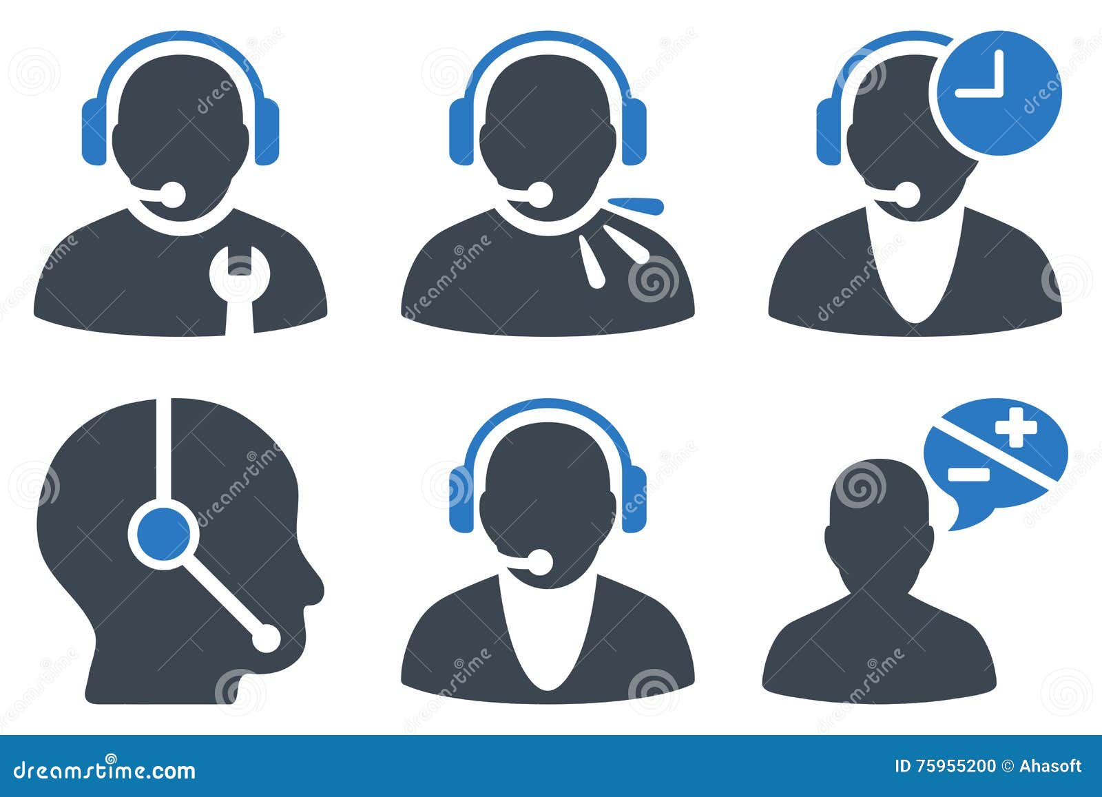 Call Center Operator Flat Vector Icons Stock Vector - Illustration of ...