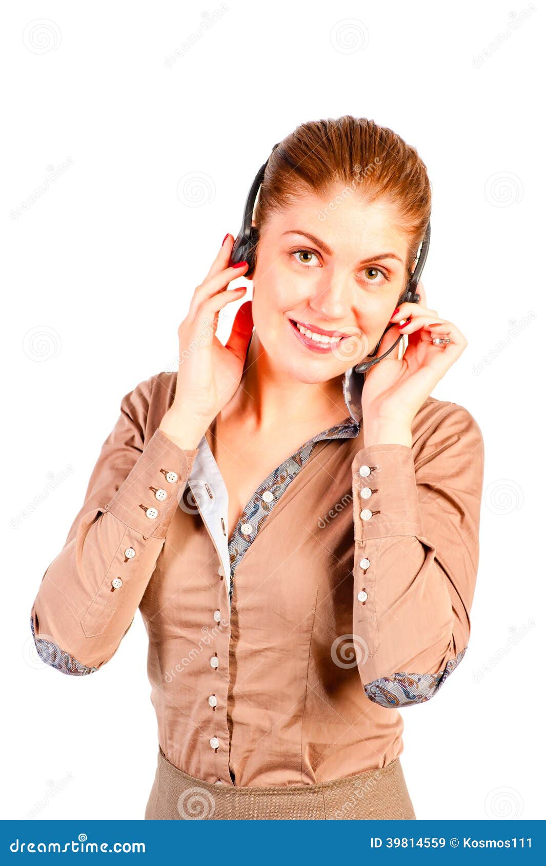 Call center operator girl stock image. Image of camera - 39814559