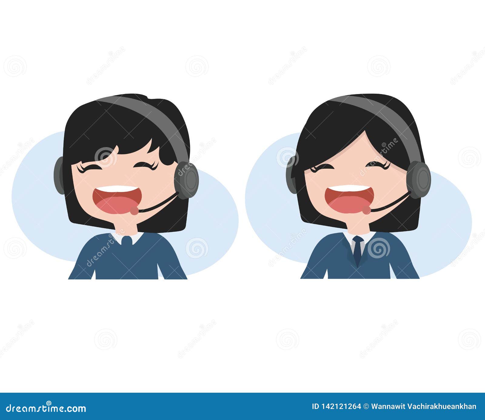Call Center Operator Girls Character Stock Vector - Illustration of ...