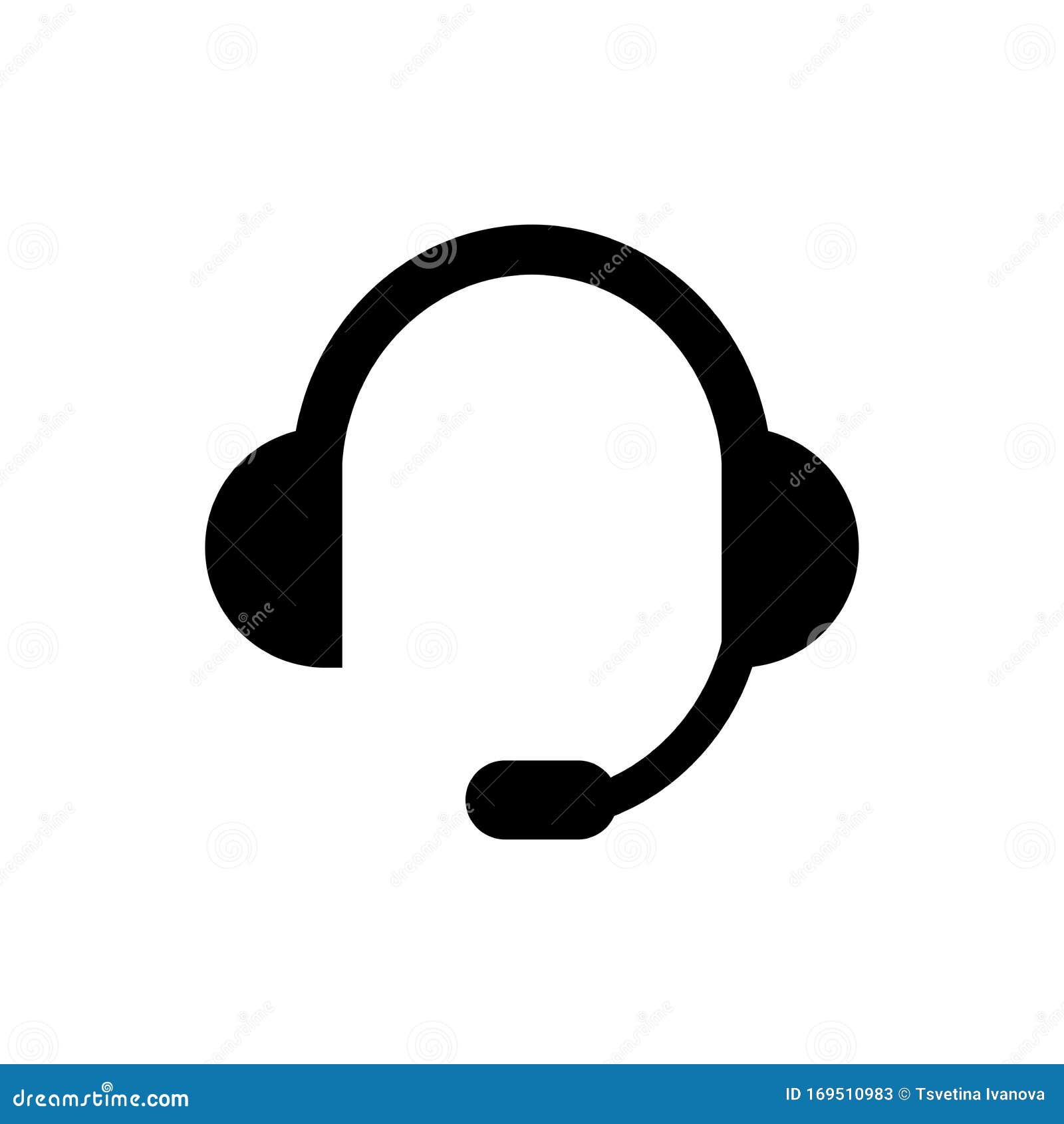 Call Center Operator Headphones and Microphone Black Isolated Vector ...