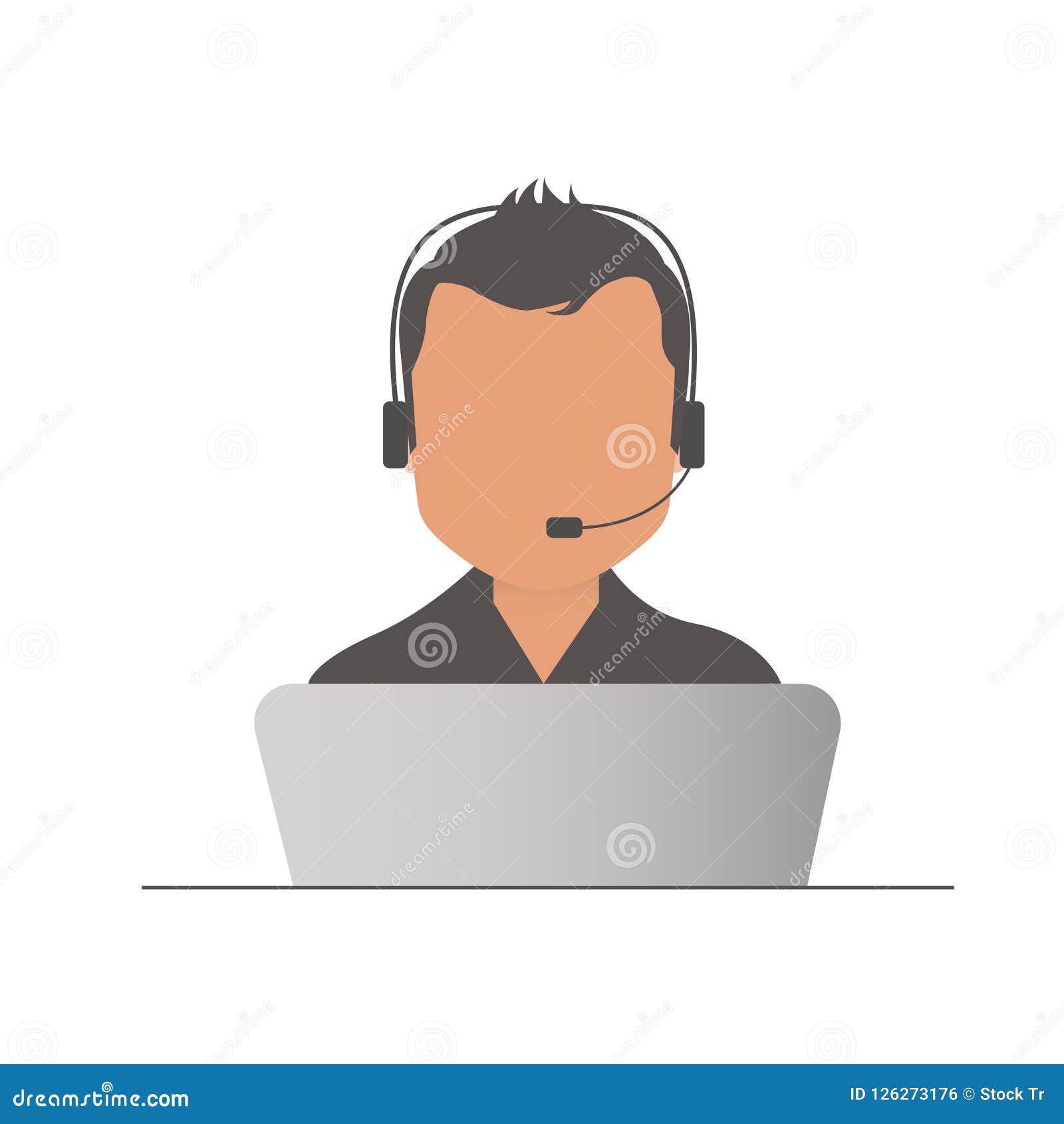 Call Center Operator with Headset Stock Vector - Illustration of ...