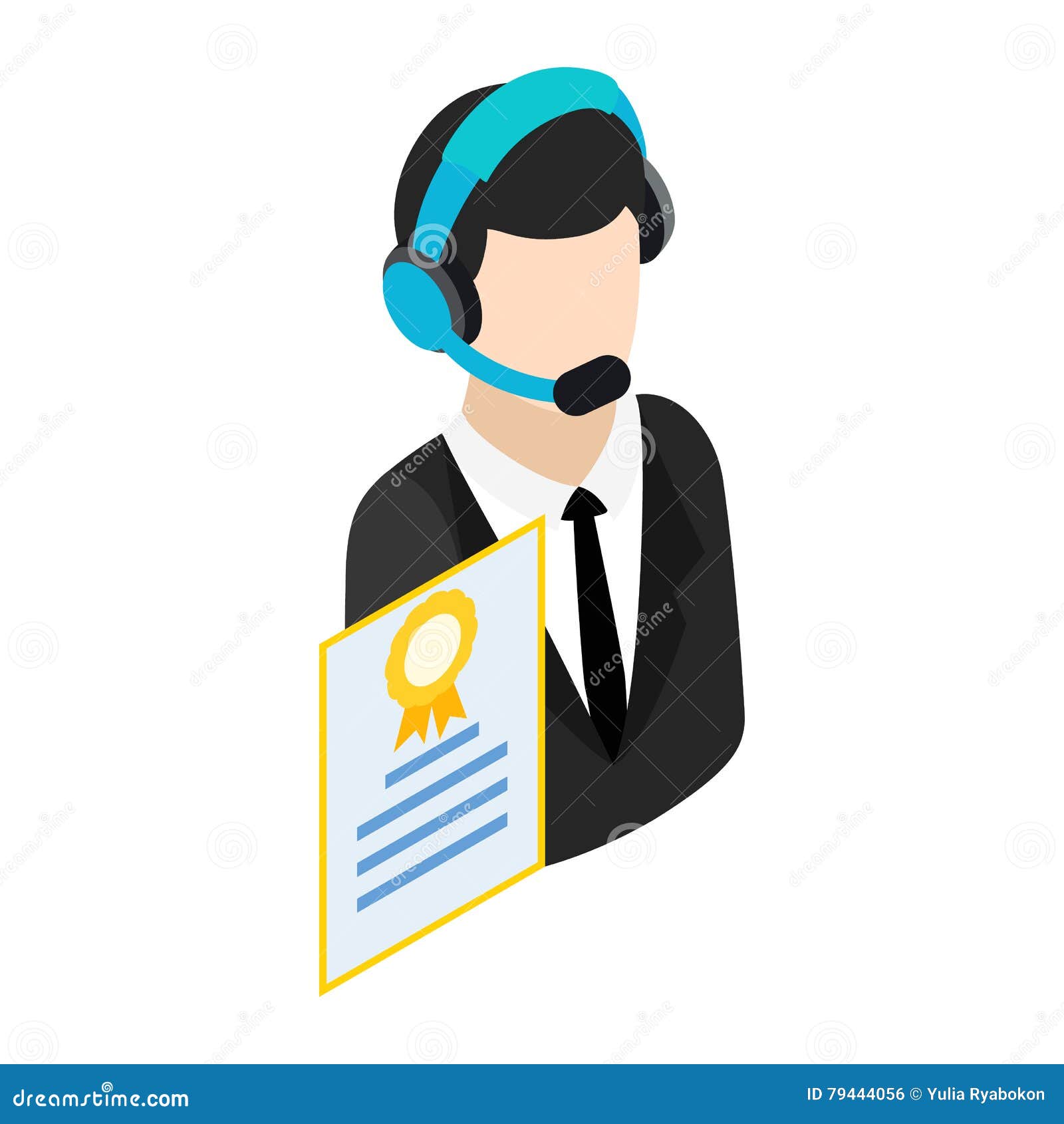 Call Center Operator with Headset Icon Stock Vector - Illustration of ...