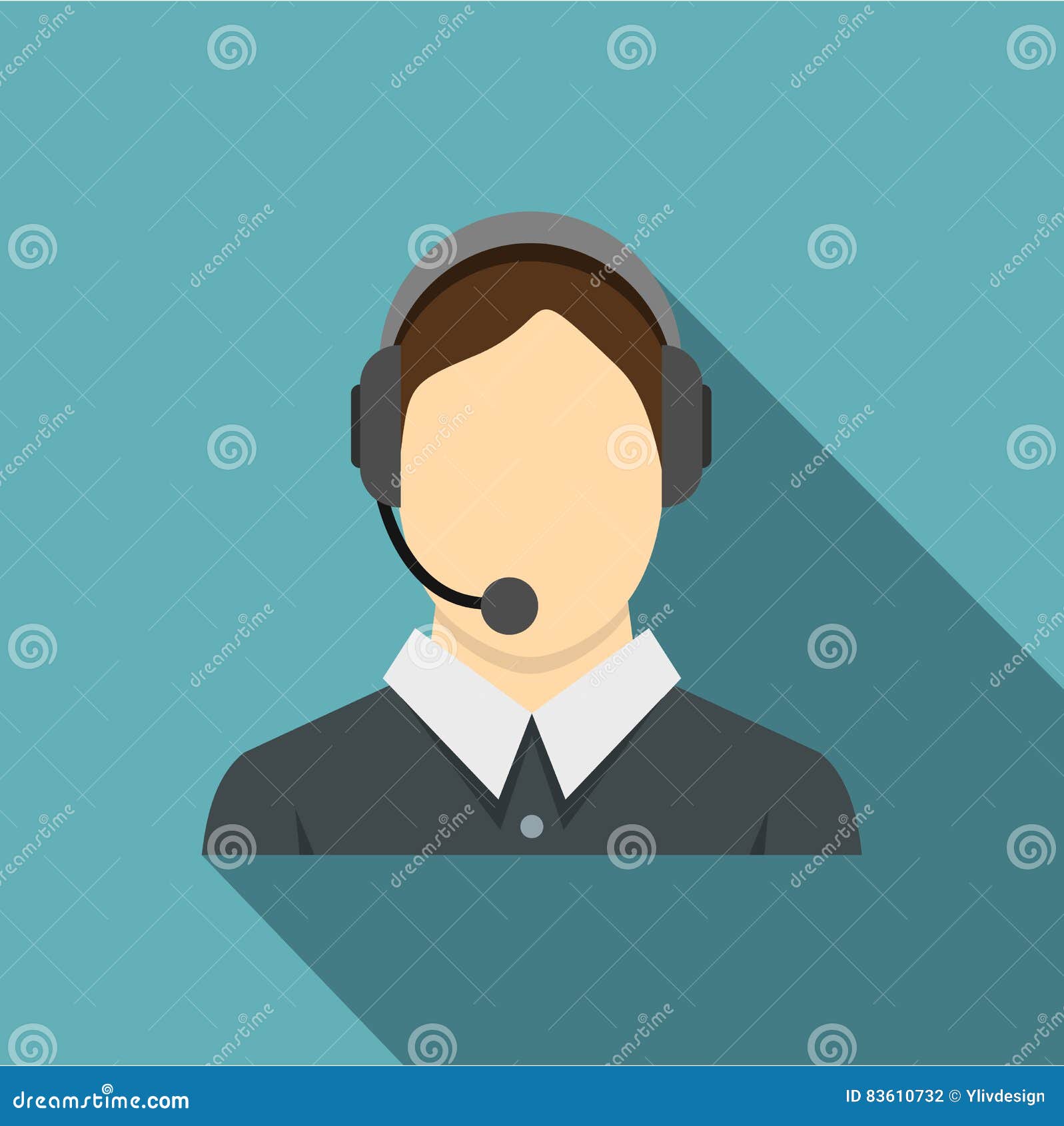 Call Center Operator Icon, Flat Style Stock Vector - Illustration of ...