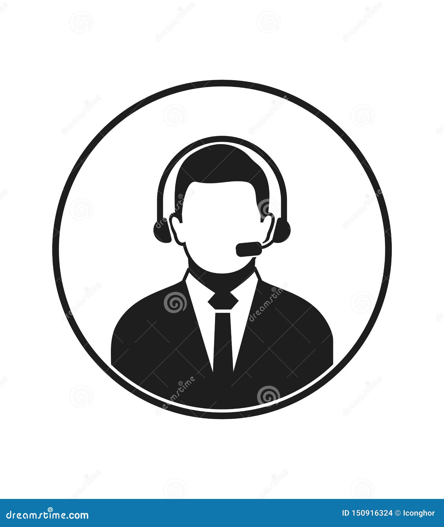 Call Center Operator Icon with Headphone Symbol. Stock Vector ...