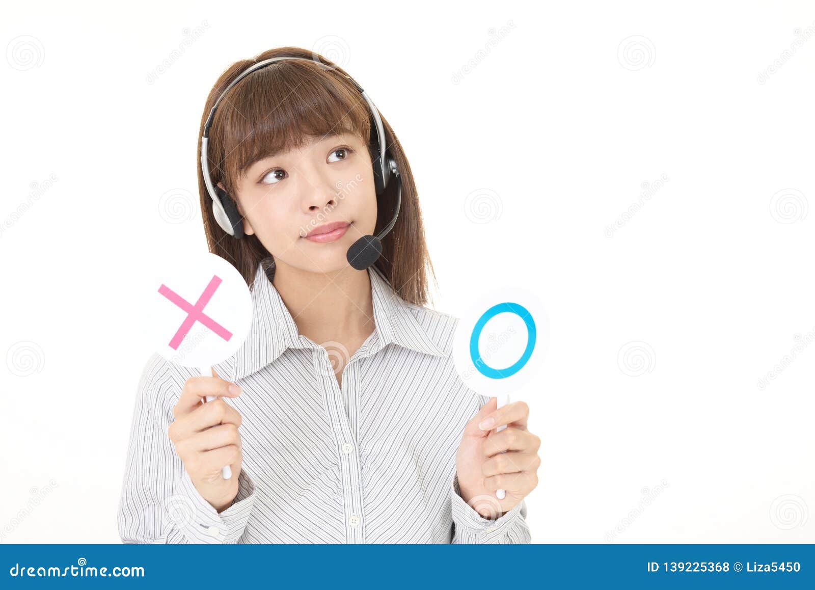 Call Center Operator with a Yes or No Sign Stock Photo - Image of ...