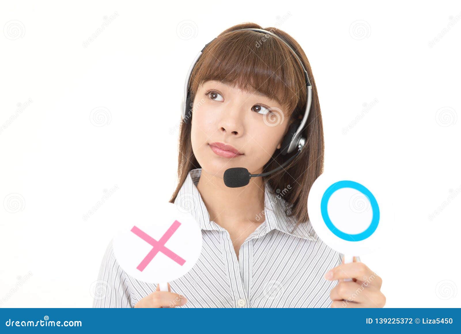 Call Center Operator with a Yes or No Sign Stock Photo - Image of ...