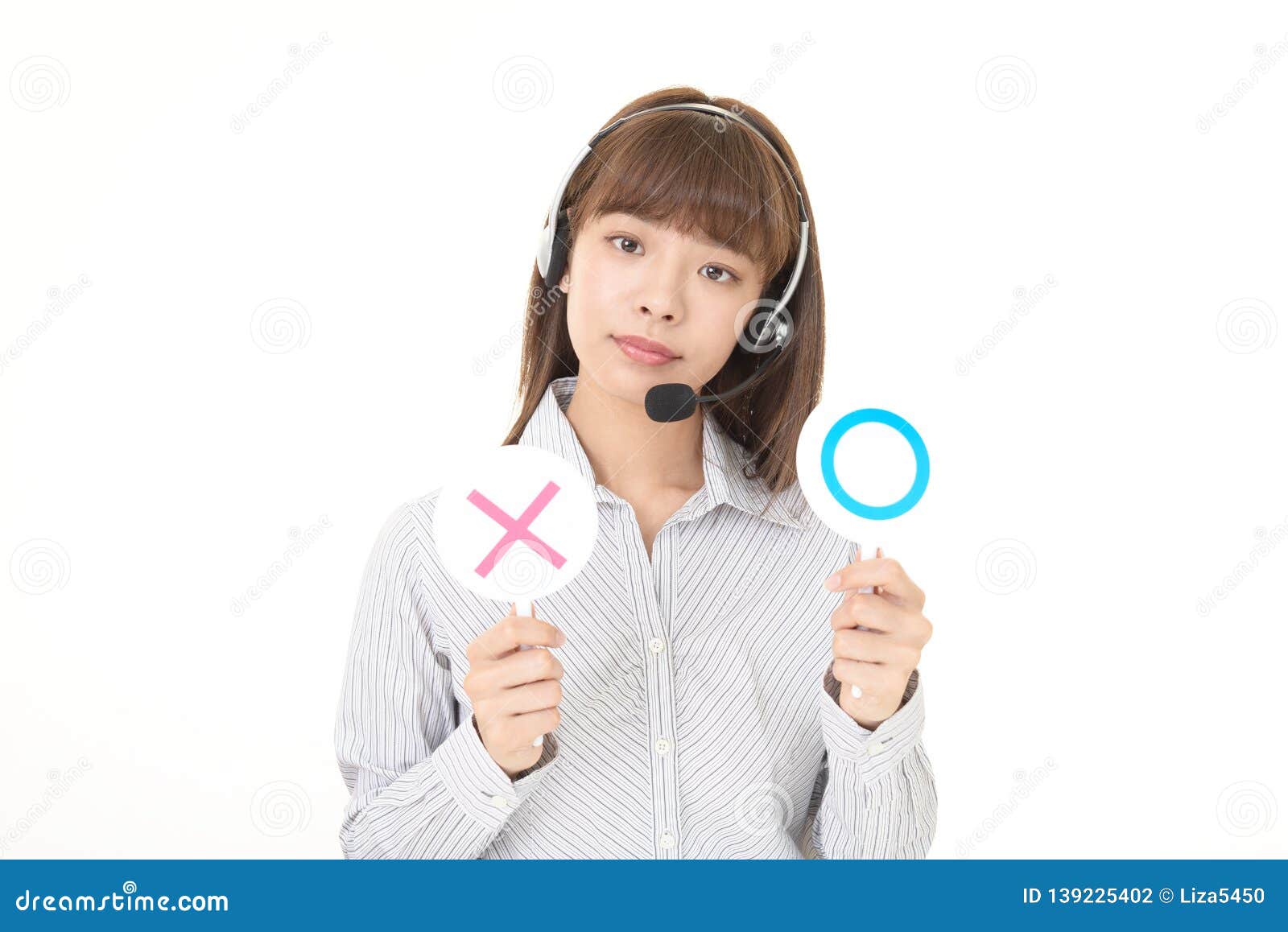 Call Center Operator with a Yes or No Sign Stock Photo - Image of ...