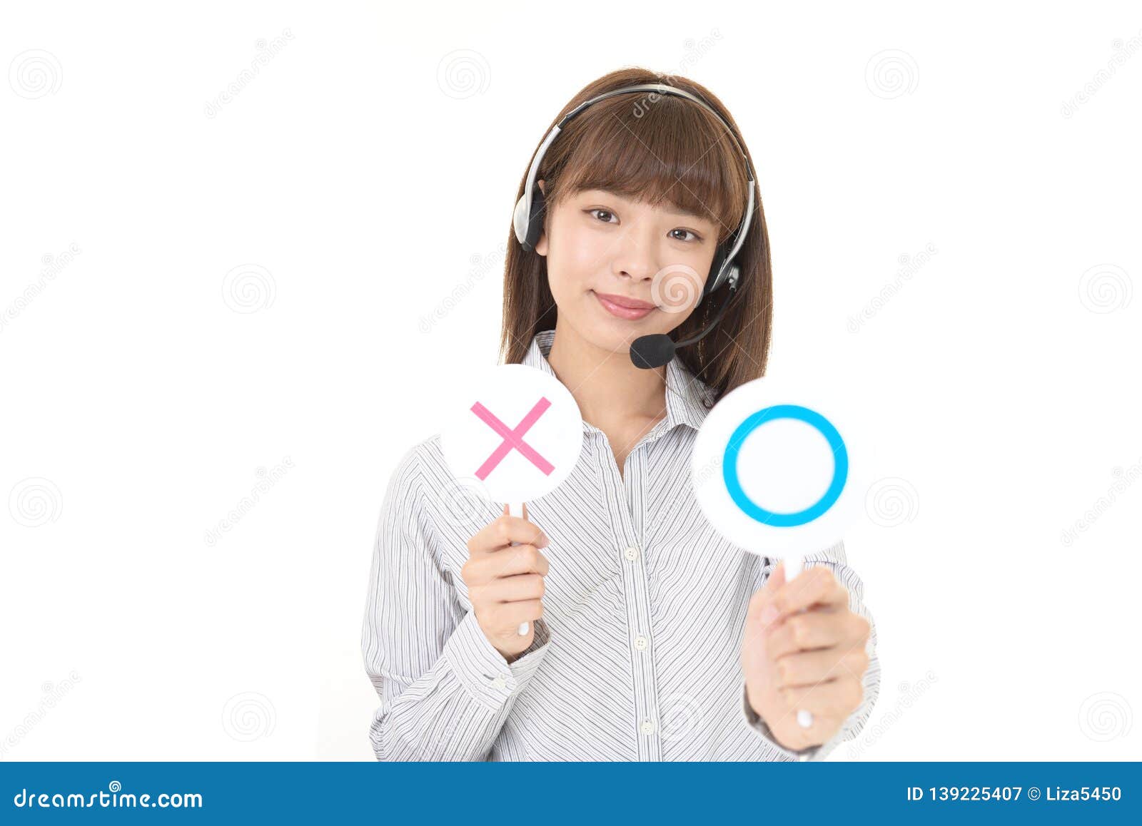 Call Center Operator with a Yes or No Sign Stock Image - Image of ...