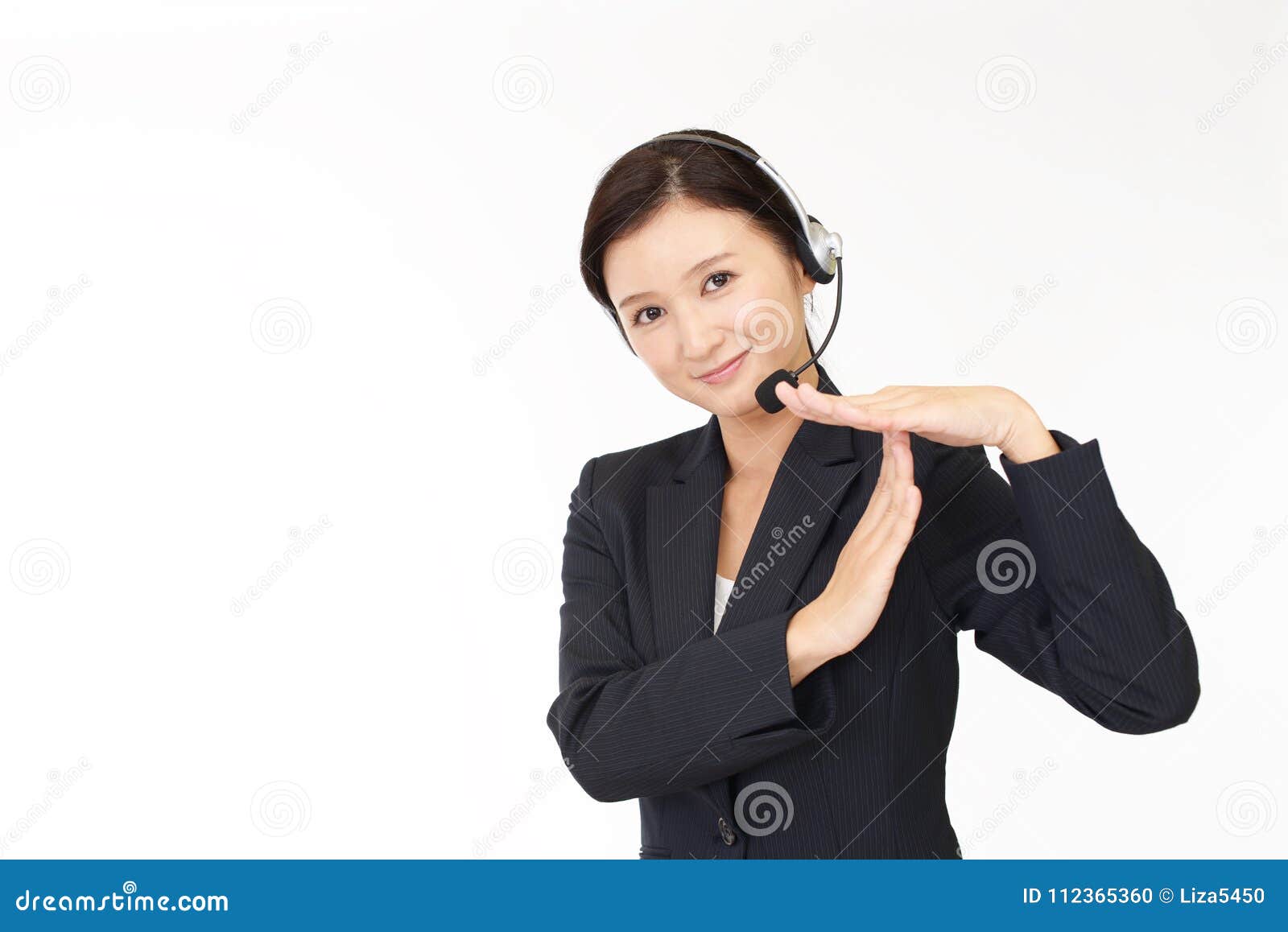 Call Center Operator Making Timeout Sign Stock Photo - Image of ...