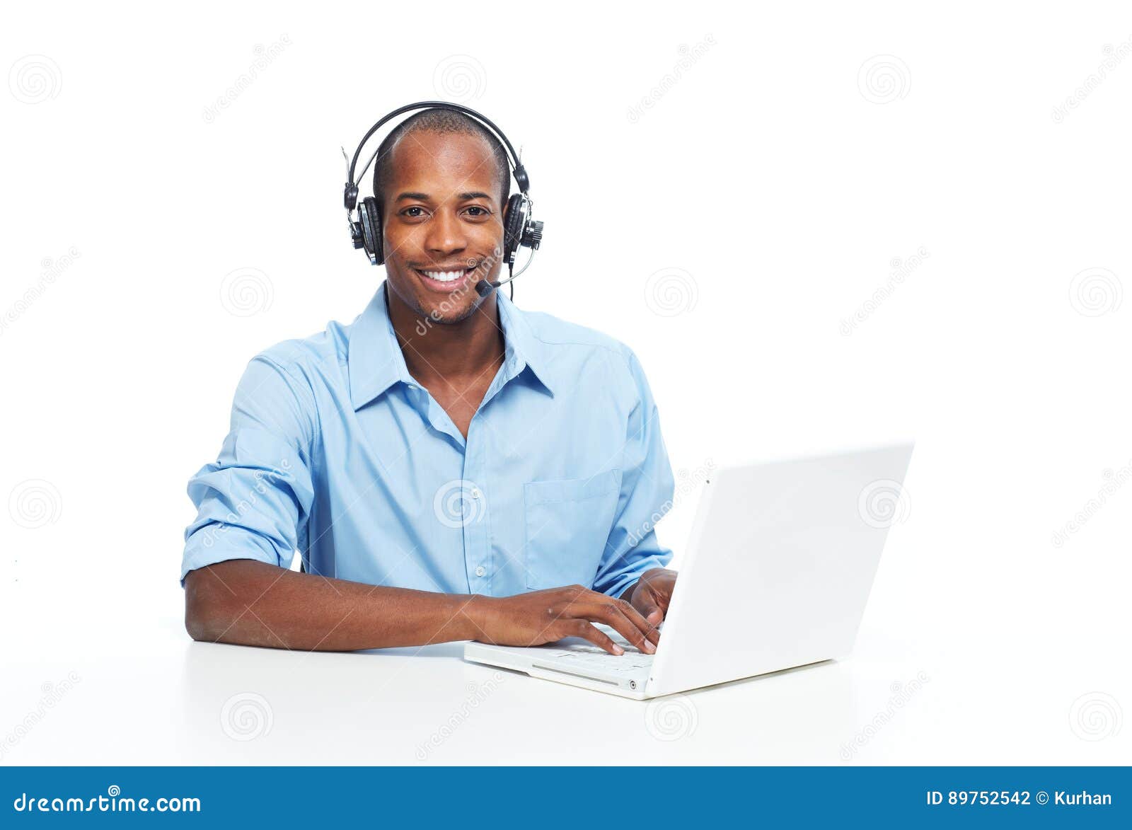Call center operator man. stock photo. Image of headsets - 89752542