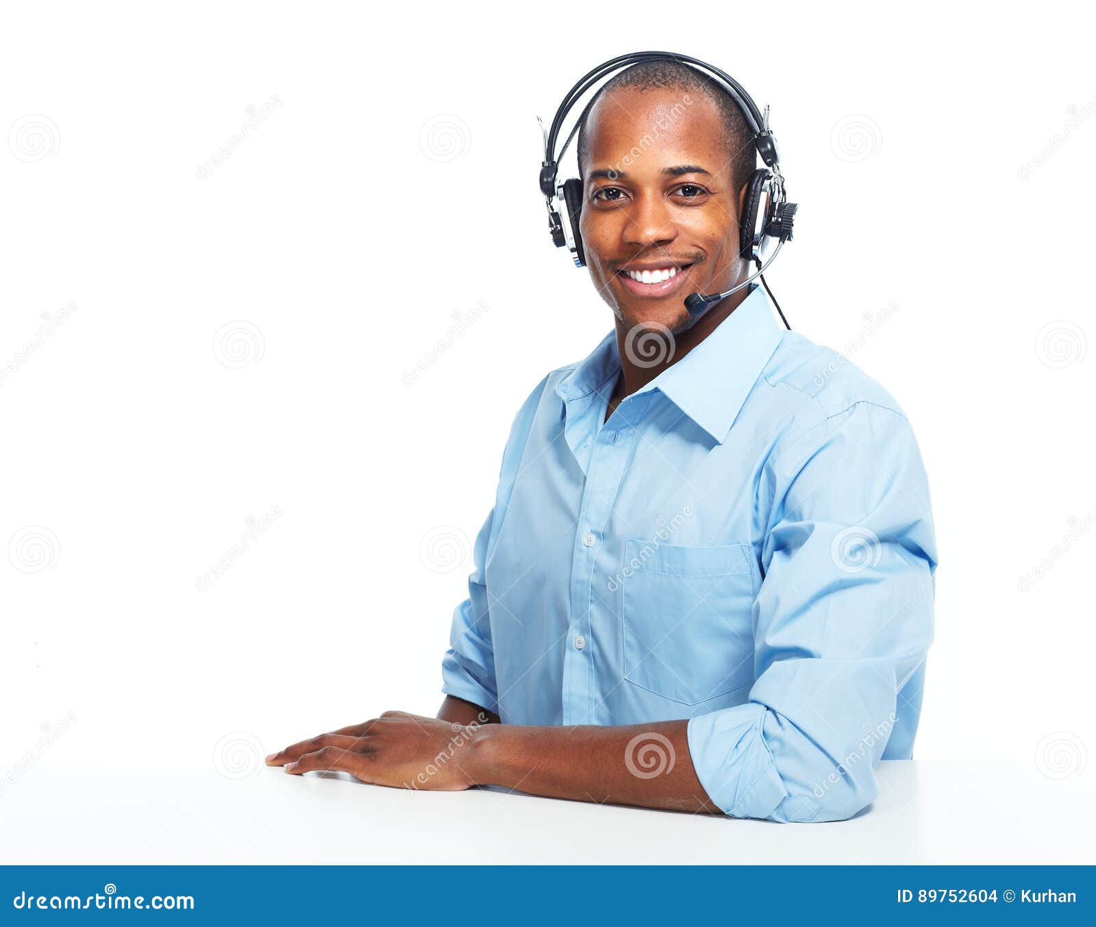 Call center operator man. stock photo. Image of headphones - 89752604