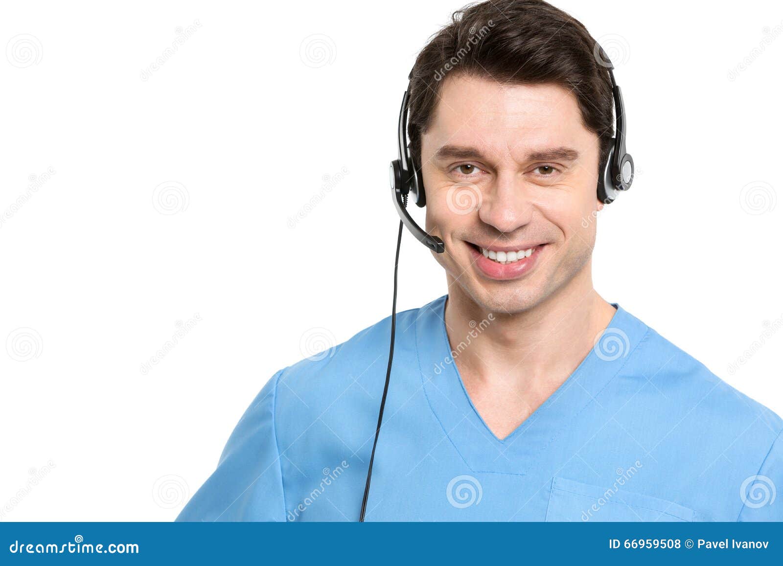 Call Center Operator Man in Medical. Stock Photo - Image of person ...