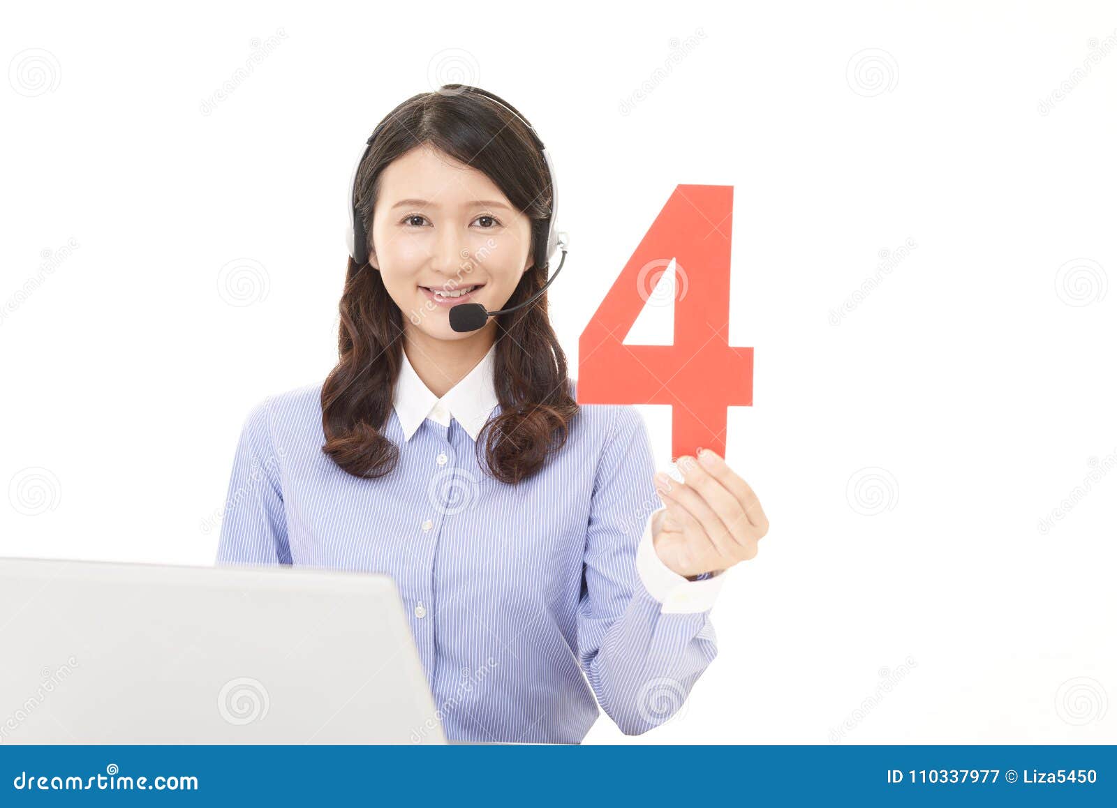 Call Center Operator with a Number Stock Image - Image of cheerful ...