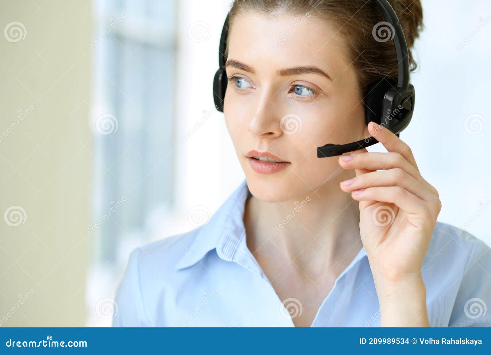 Call Center Operator. Portrait of Beautiful Business Woman in Headset ... Call Center Operator. Portrait of Beautiful Business Woman in Headset ...