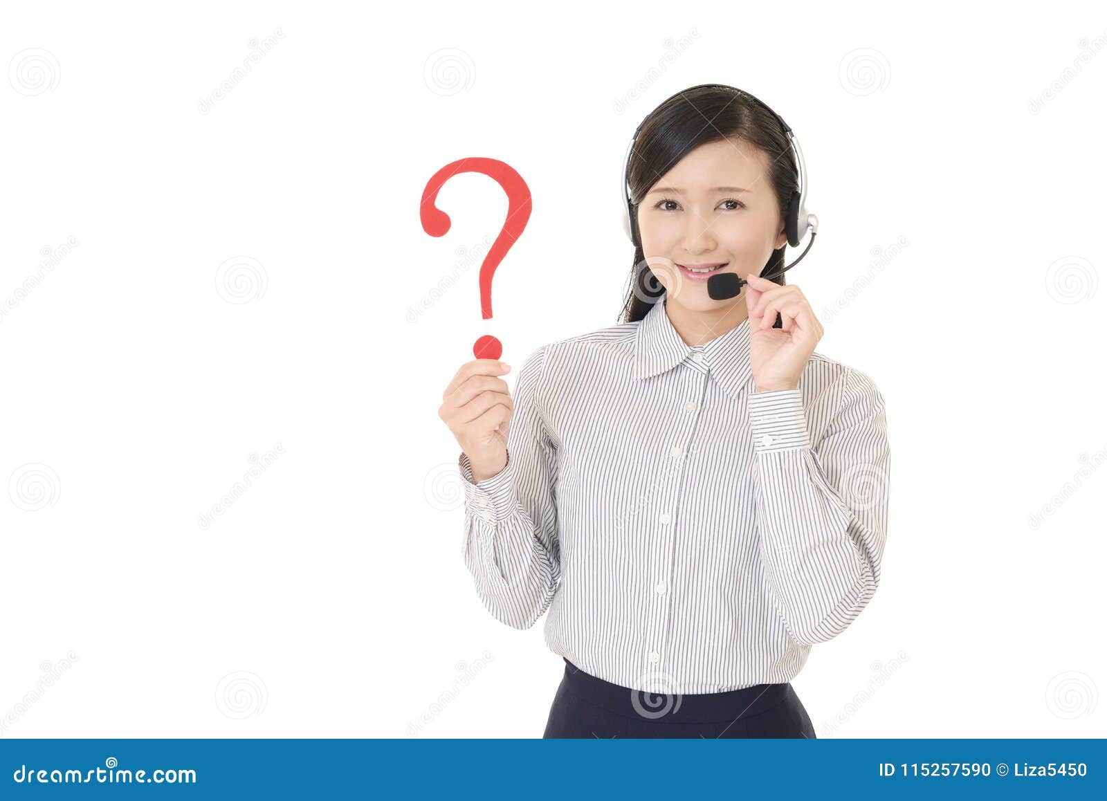 Call Center Operator with a Question Mark Stock Photo - Image of adult ...