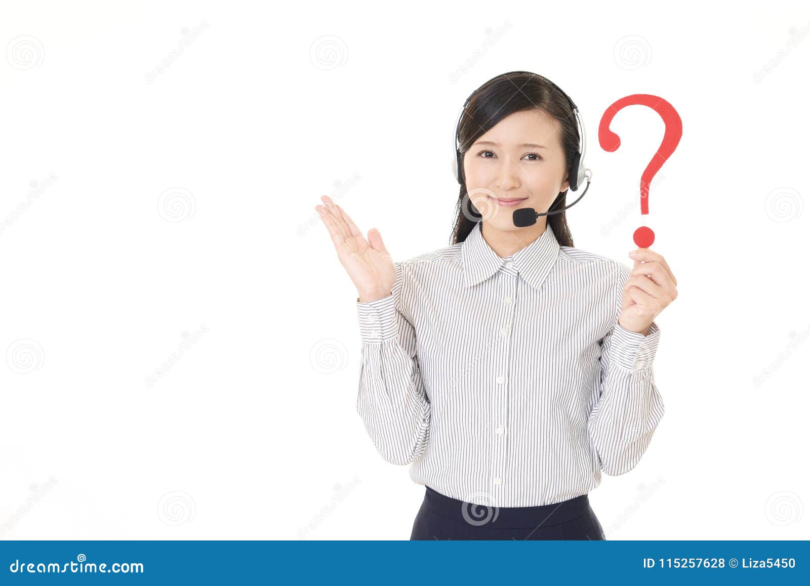 Call Center Operator with a Question Mark Stock Photo - Image of ...