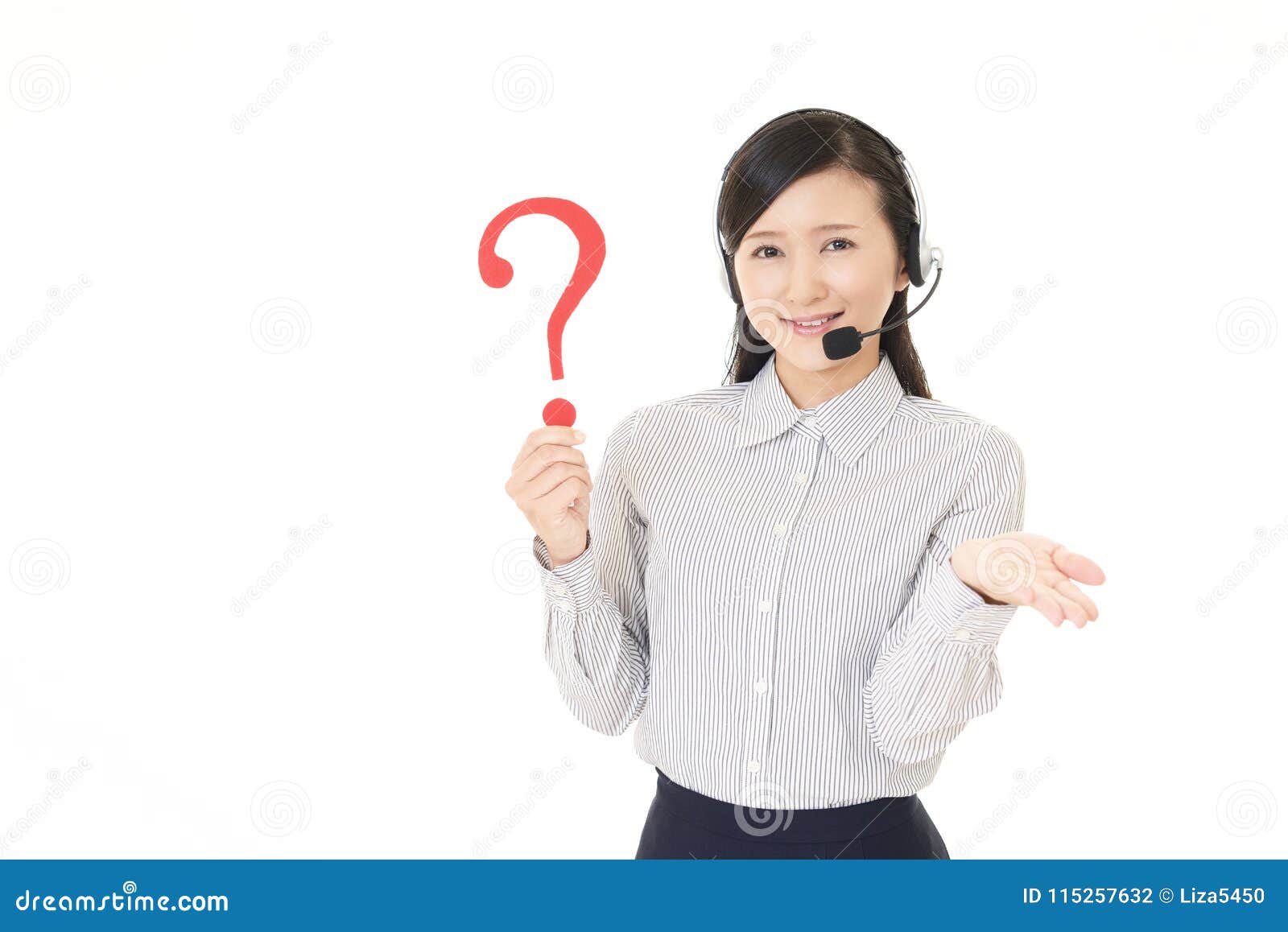 Call Center Operator with a Question Mark Stock Photo - Image of ...