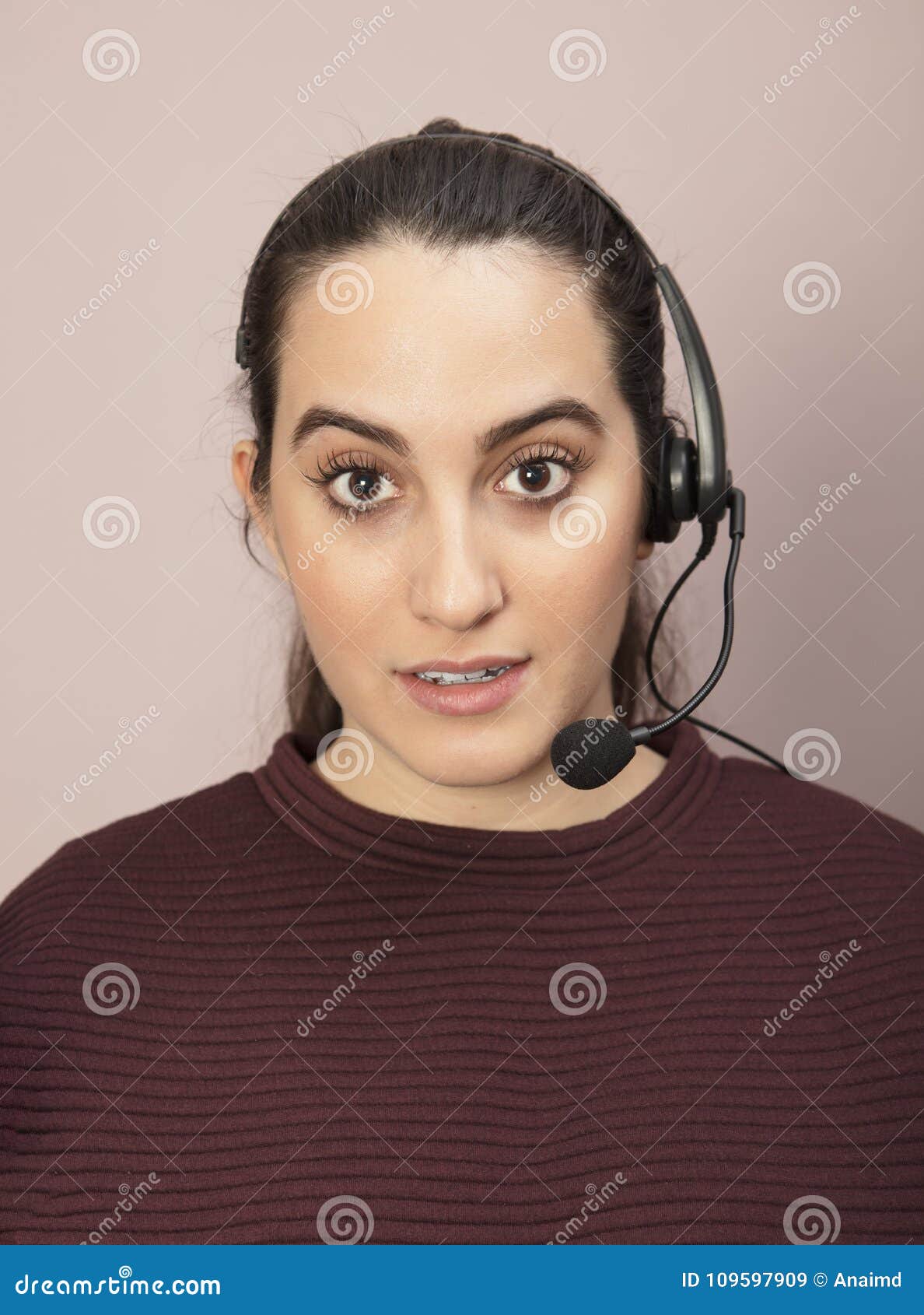 Call Center Operator with a Surprised Expression Stock Image - Image of ...