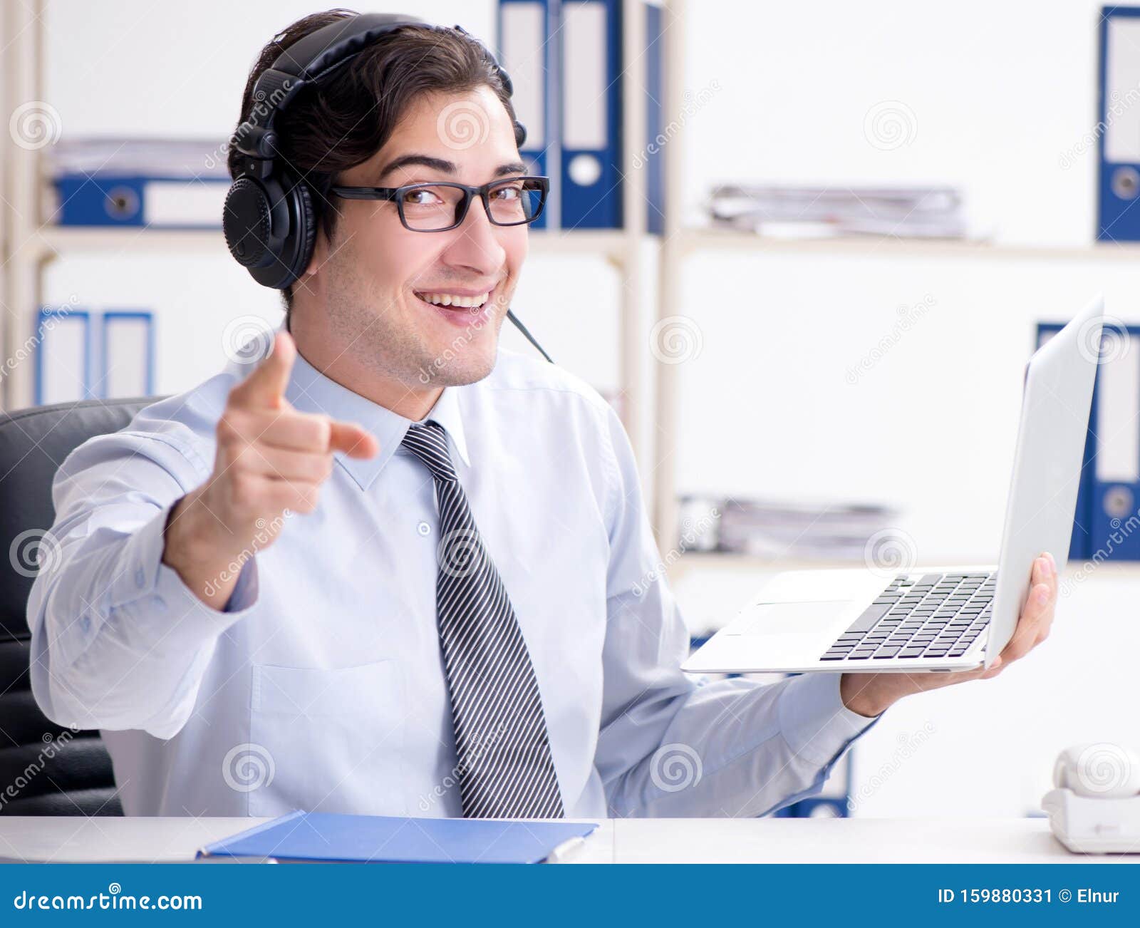 Call Center Operator Talking To Customer on Live Call Stock Image ...
